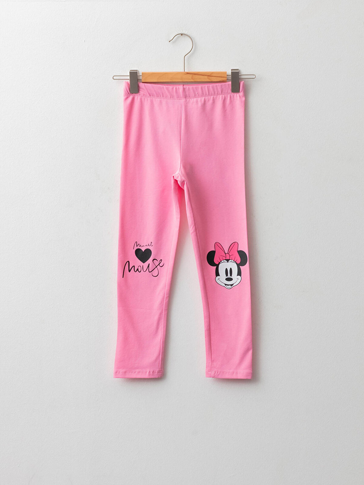 Beli Lastikli Minnie Mouse Baskılı Pamuklu Kız Çocuk Uzun Tayt