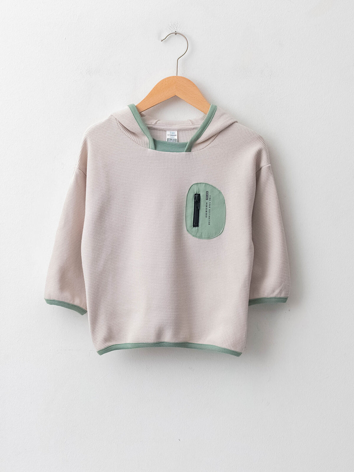 Kapüşonlu Uzun Kollu Baskılı Pamuklu Erkek Bebek Sweatshirt Kapüşonlu Uzun Kollu Baskılı Pamuklu Erkek Bebek Sweatshirt