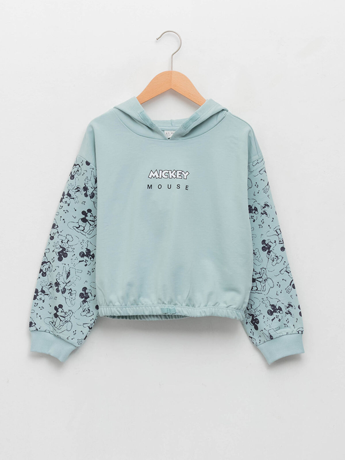 Kapüşonlu Mickey Mouse Baskılı Uzun Kollu Kız Çocuk Sweatshirt Anne Kız Kombini