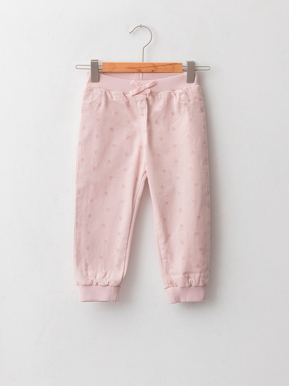 Beli Lastikli Desenli Gabardin Kız Bebek Astarlı Jogger Pantolon
