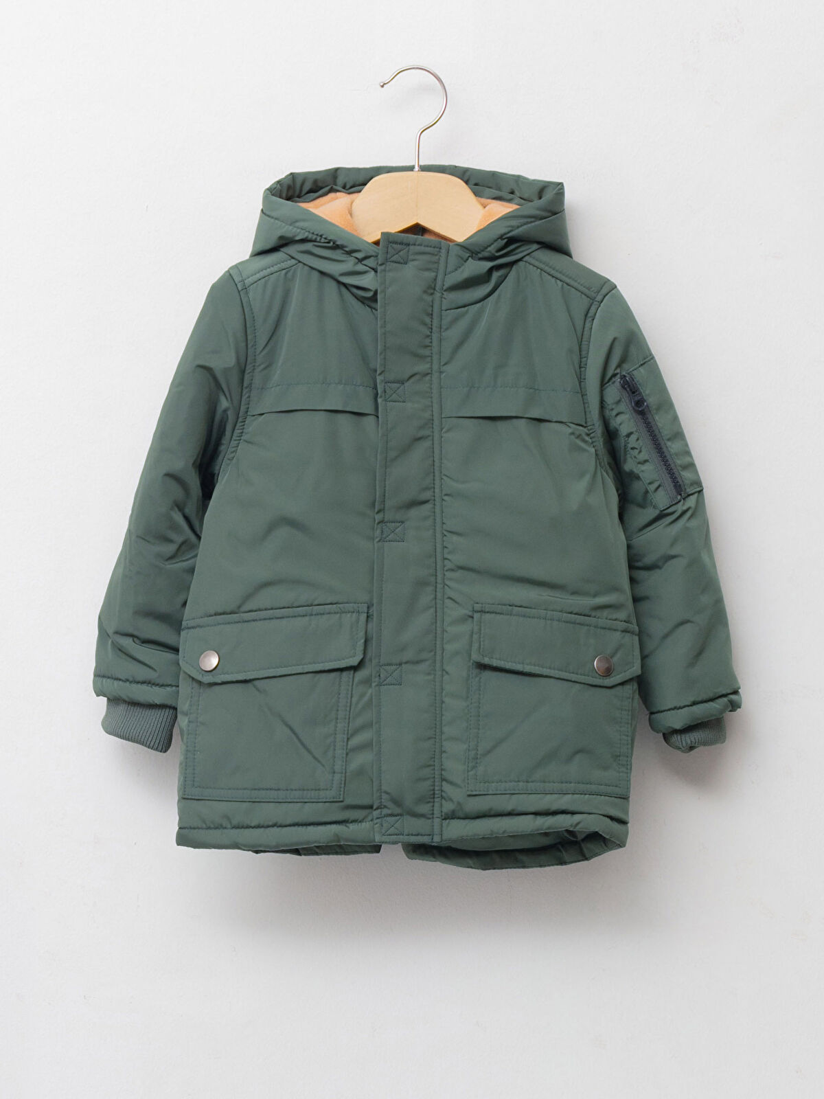 Kapüşonlu Basic Uzun Kollu Erkek Bebek Kaban Kapüşonlu Basic Uzun Kollu Erkek Bebek Kaban