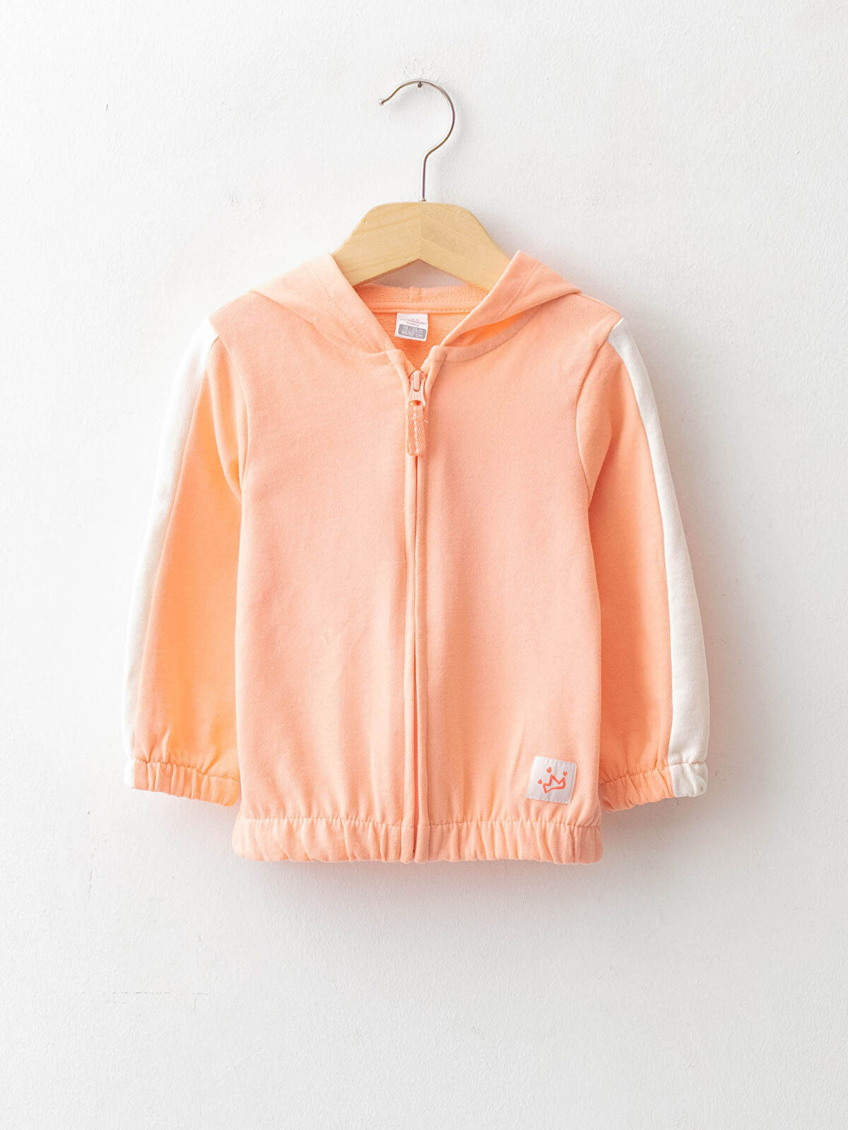 Kapüşonlu Uzun Kollu Basic Kız Bebek Fermuarlı Sweatshirt
