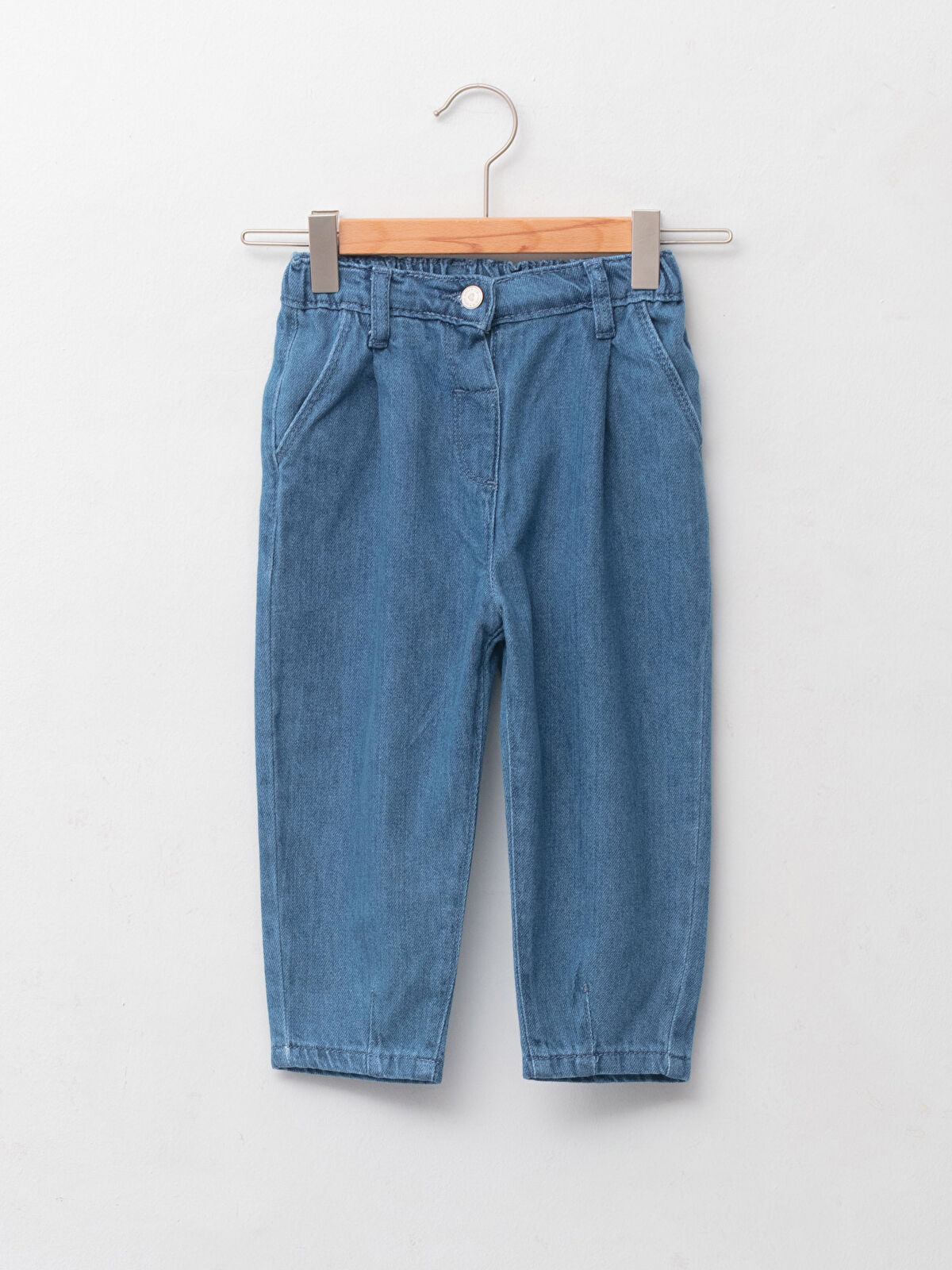 Sluochy Fit Beli Lastikli Basic Pamuklu Kız Bebek Jean Pantolon