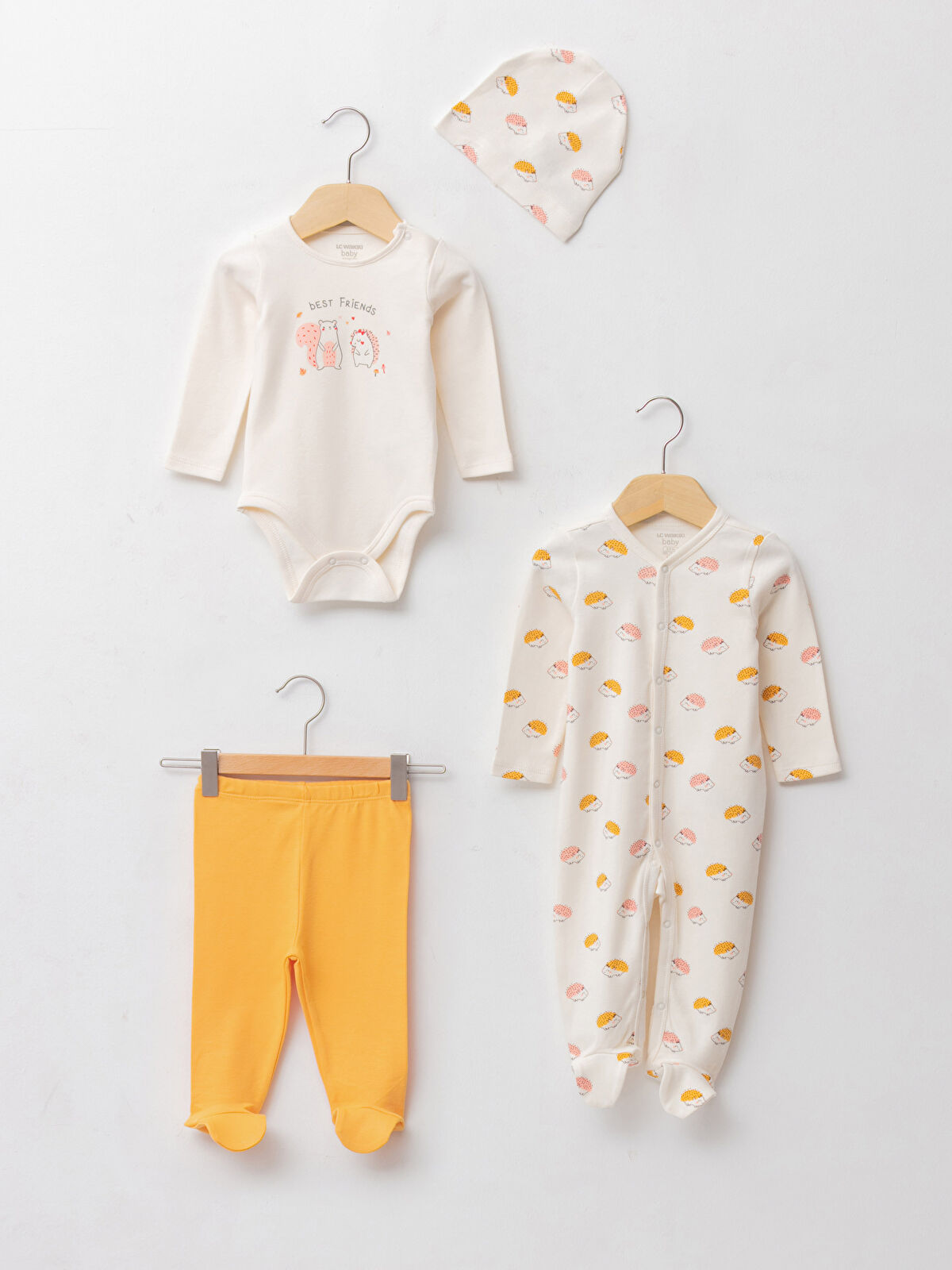 Bisiklet Yaka Uzun Kollu Baskılı Kız Bebek Hastane Çıkış Seti