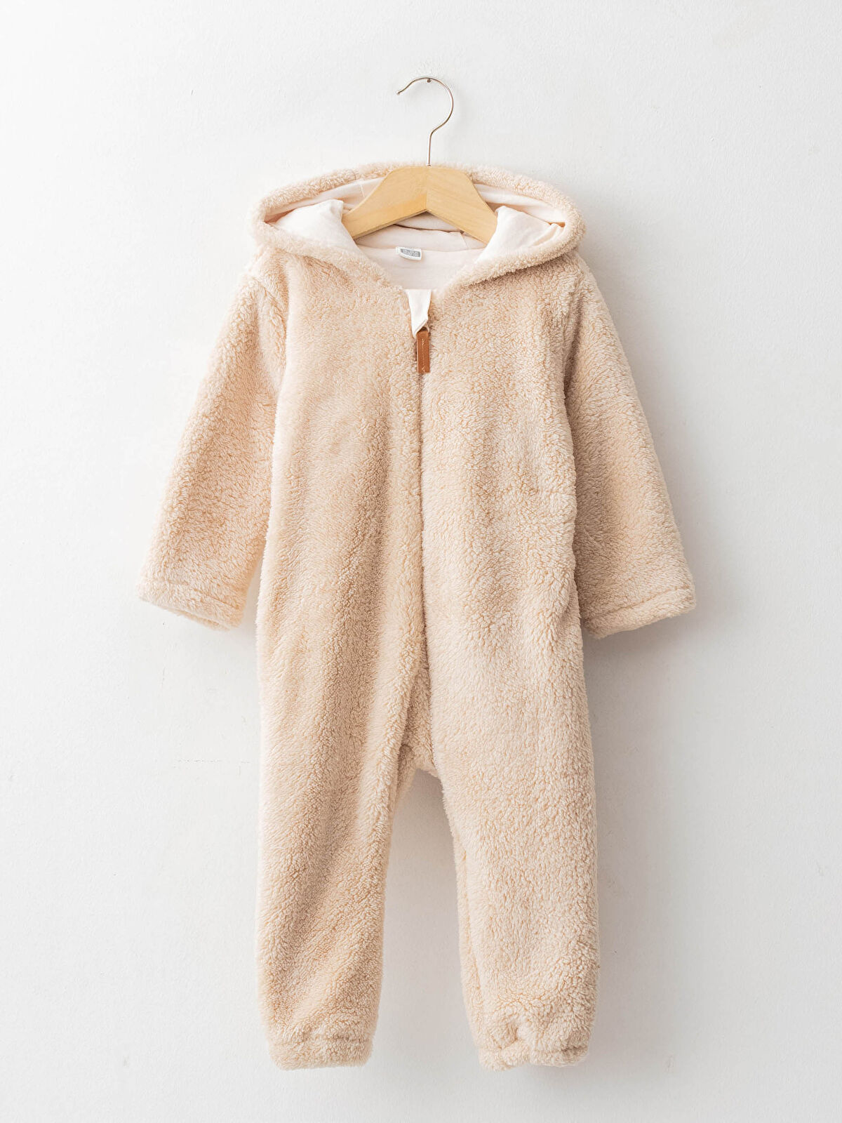 Kapüşonlu Uzun Kollu Kız Bebek Fermuarlı Tulum