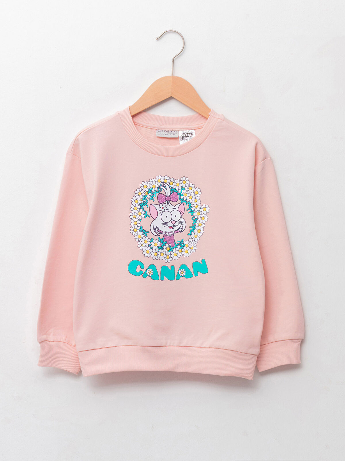 Bisiklet Yaka Kahraman Canan Baskılı Uzun Kollu Kız Çocuk Sweatshirt
