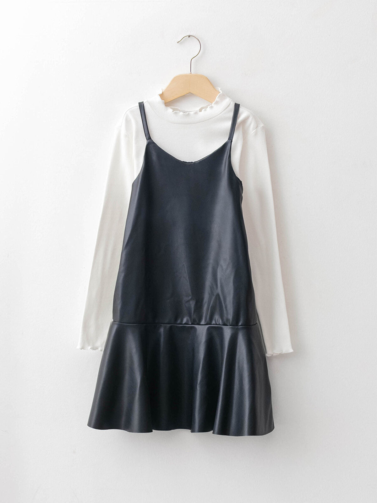 Yarım Balıkçı Yaka Basic Uzun Kollu Kız Çocuk Tişört ve Elbise