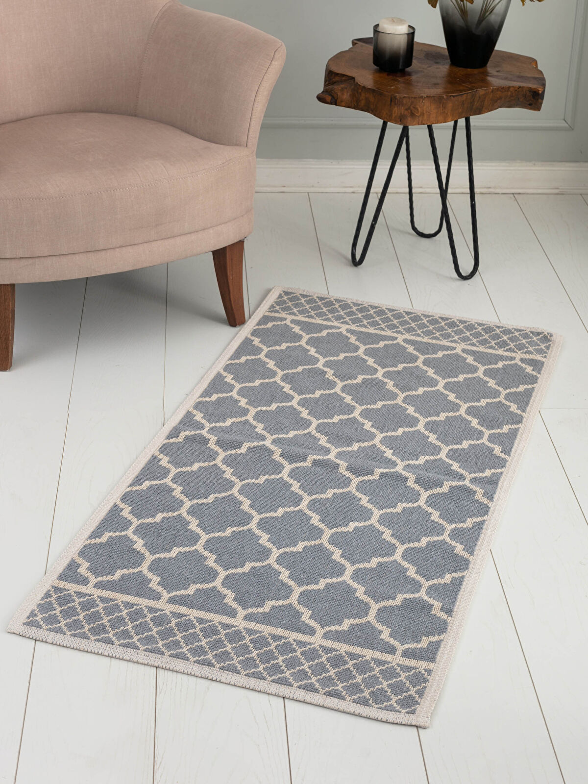 Jakarlı Pamuklu Halı 70x140 Cm