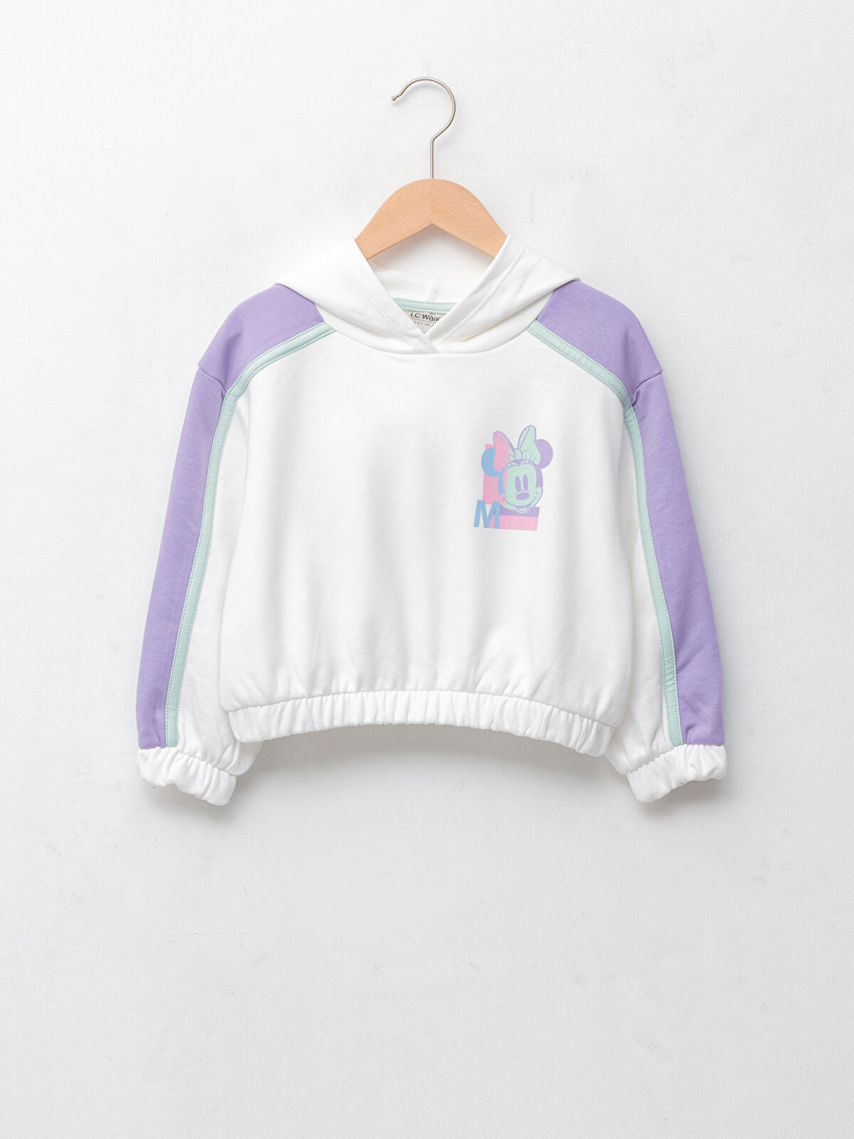 Kapüşonlu Minnie Mouse Baskılı Uzun Kollu Kız Çocuk Sweatshirt