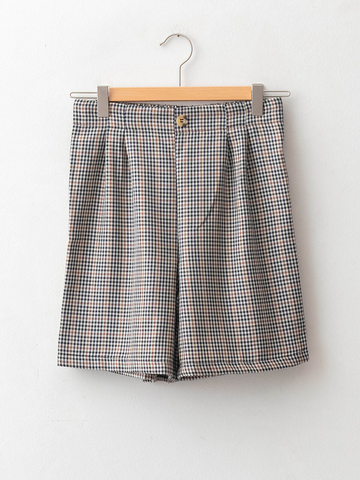 Ekose Gabardin Kız Çocuk Şort