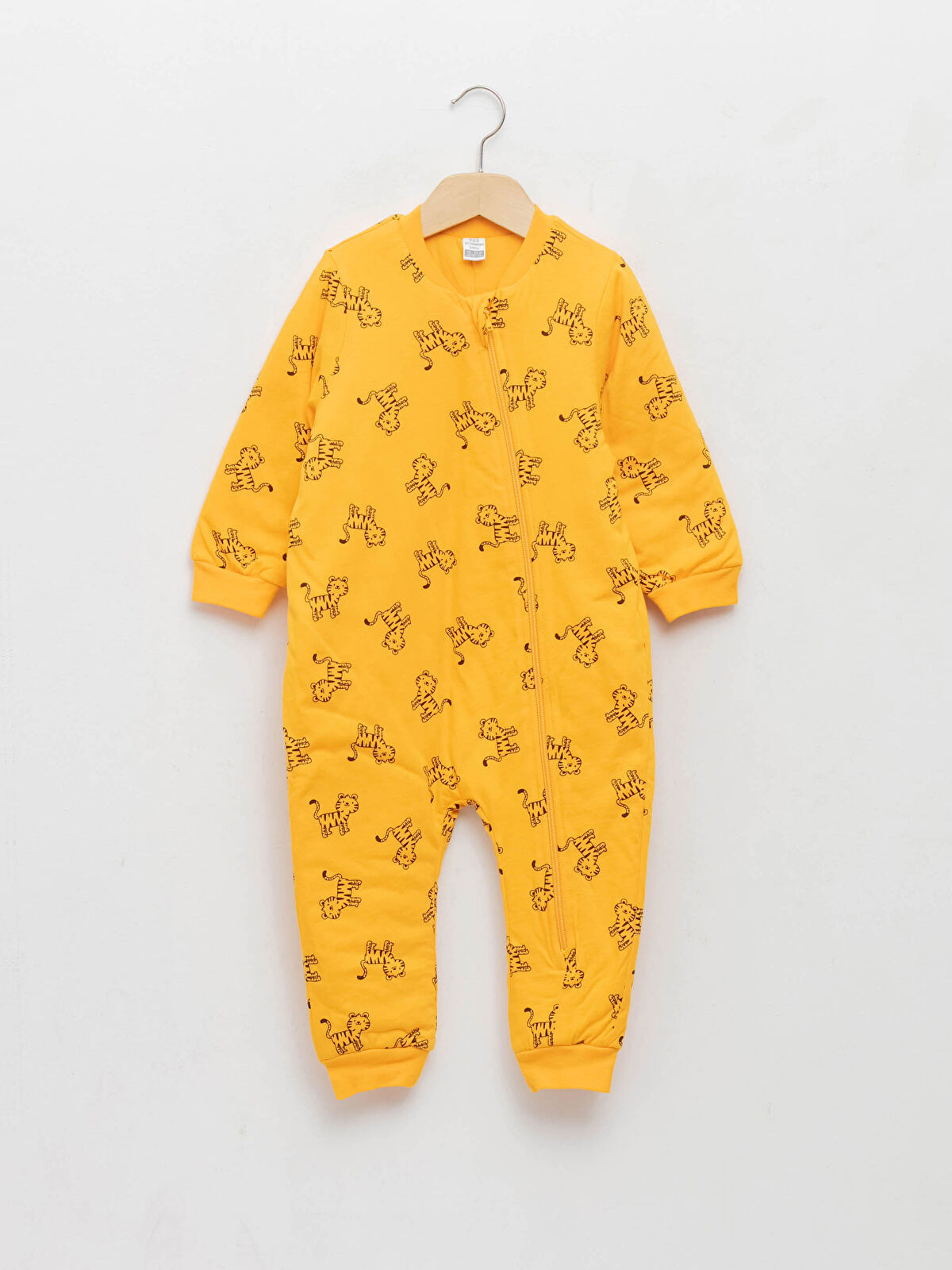 Bisiklet Yaka Uzun Kol Baskılı Erkek Bebek Fermuarlı Tulum