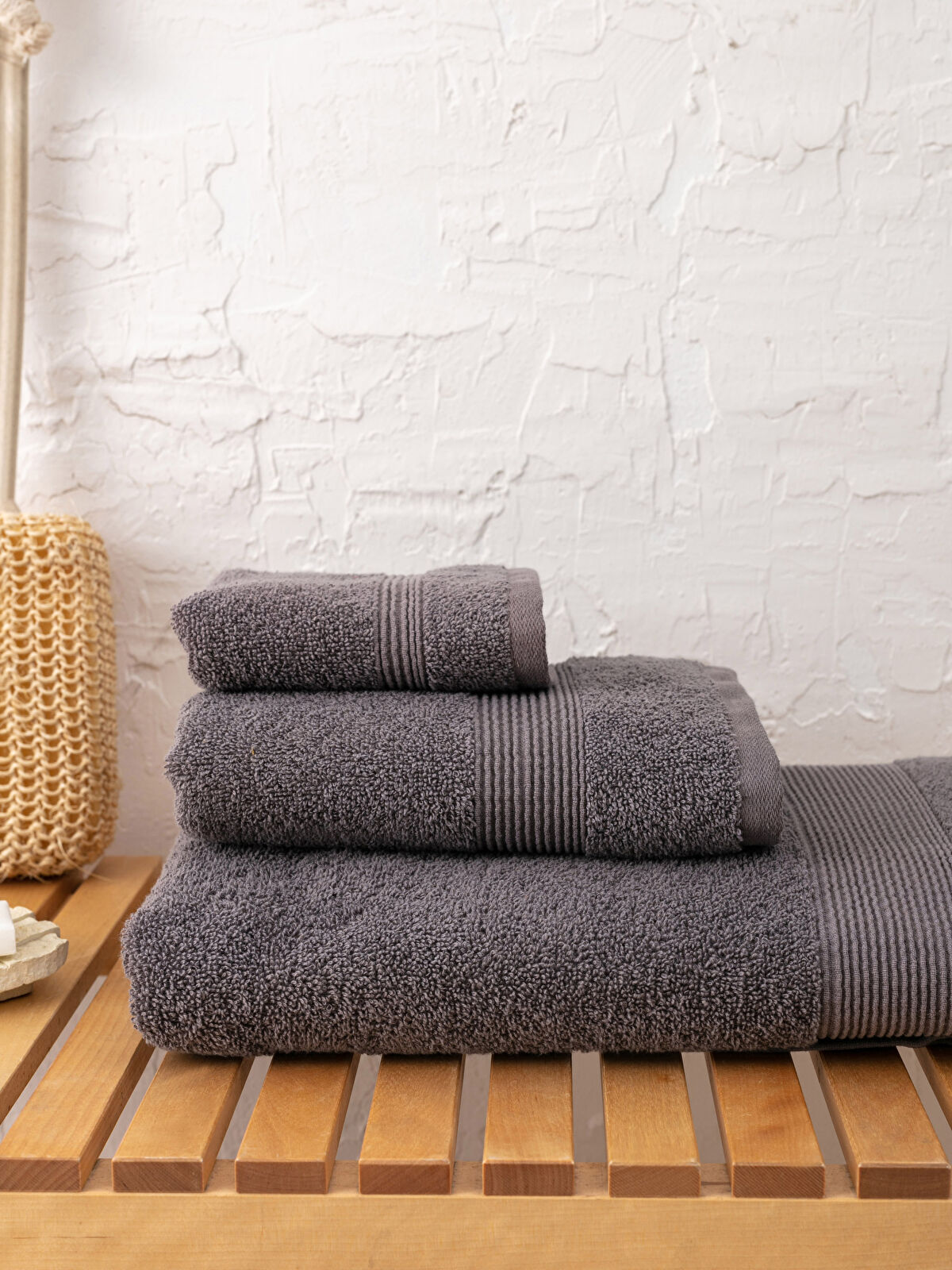 Düz Bukle Banyo Havlusu 3'lü