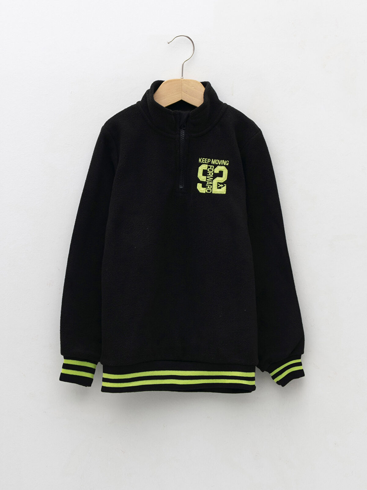 Dik Yaka Nakış Detaylı Uzun Kollu Polar Erkek Çocuk Sweatshirt