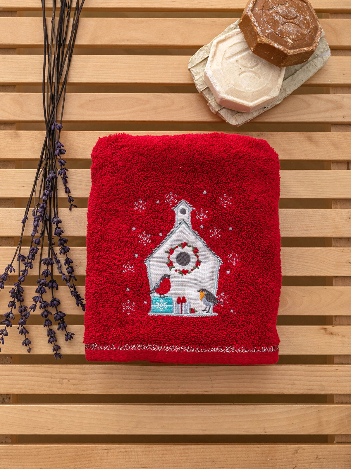 Yılbaşı Temalı Nakış Detaylı Yüz Havlusu 50x80 Cm