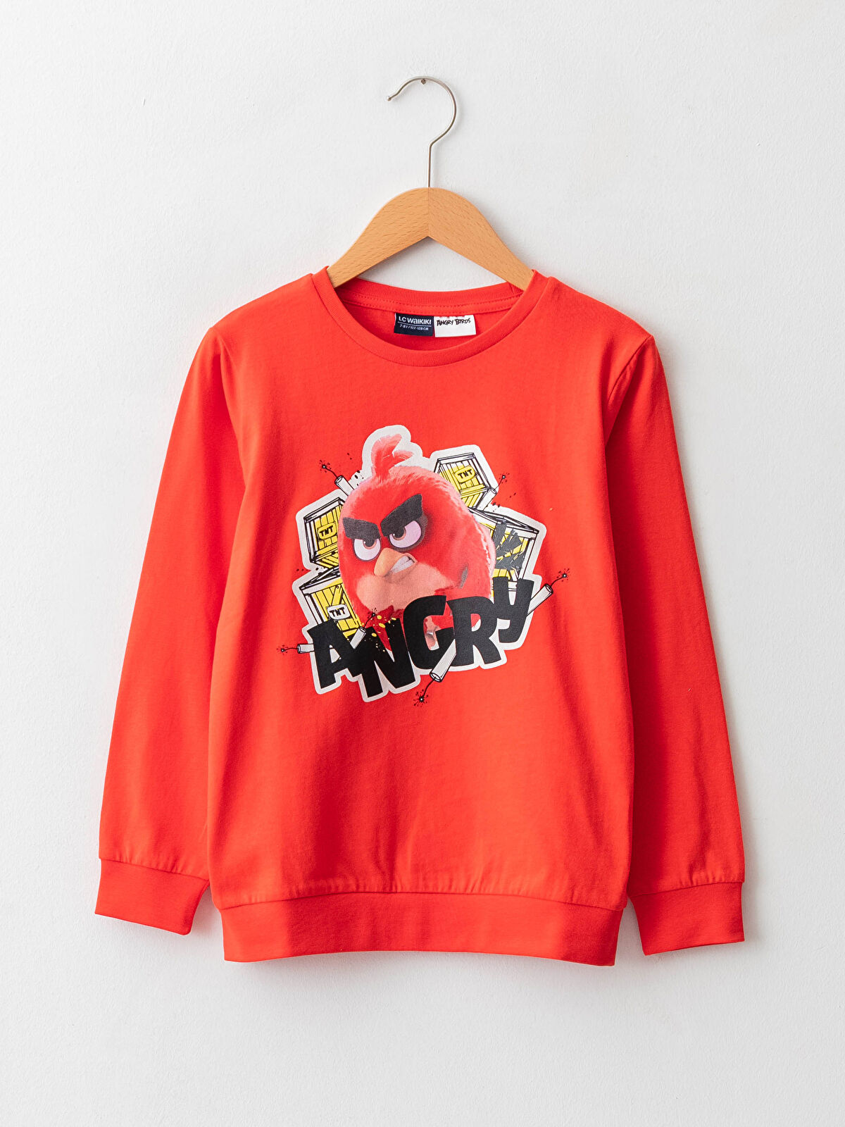 Bisiklet Yaka Angry Birds Baskılı Uzun Kollu Erkek Çocuk Tişört Bisiklet Yaka Angry Birds Baskılı Uzun Kollu Erkek Çocuk Tişört