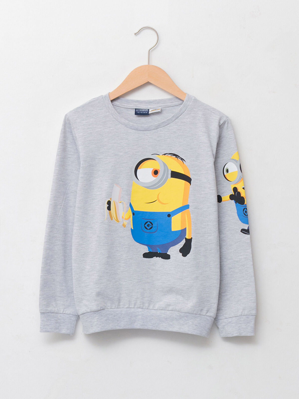 Bisiklet Yaka Minions Baskılı Uzun Kollu Erkek Çocuk Tişört