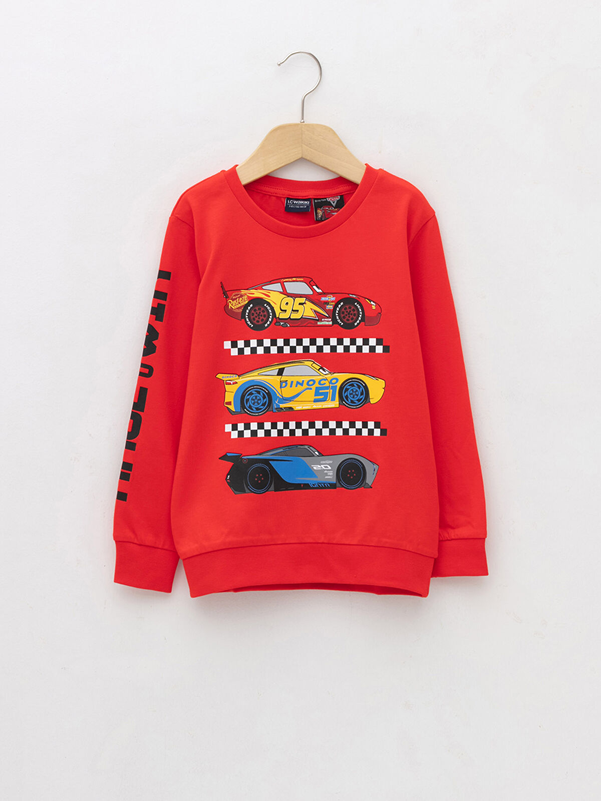 Bisiklet Yaka Arabalar Baskılı Uzun Kollu Erkek Çocuk Sweatshirt