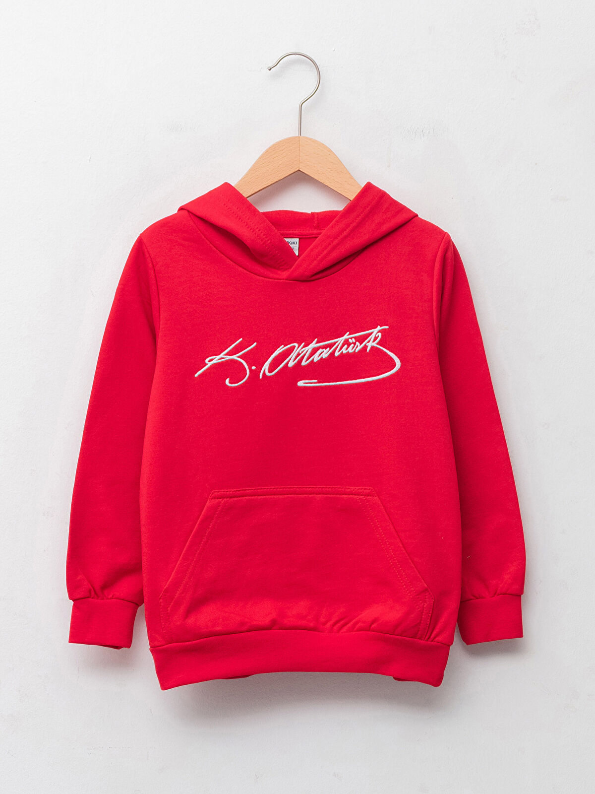 Kapüşonlu Atatürk İmza Baskılı Uzun Kollu Erkek Çocuk Sweatshirt