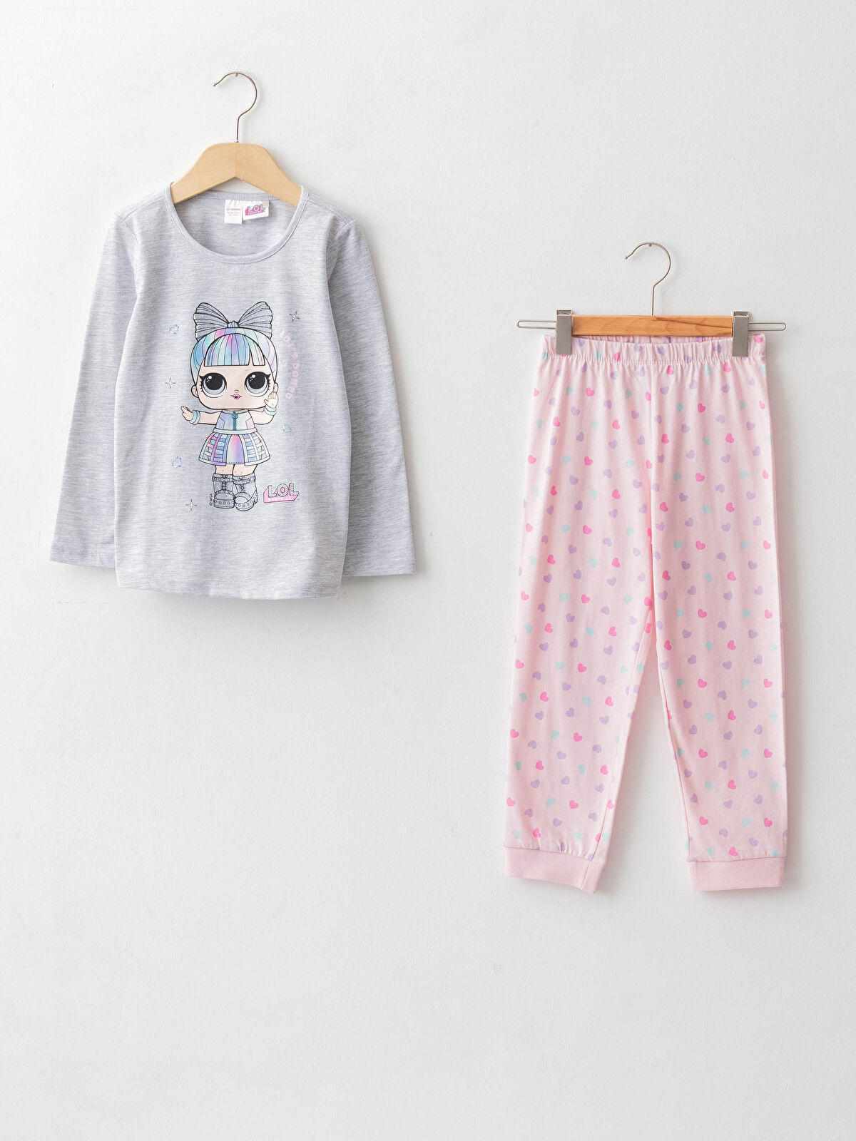 Bisiklet Yaka LOL Surprise OMG Lisanslı Uzun Kollu Kız Çocuk Pijama Takımı