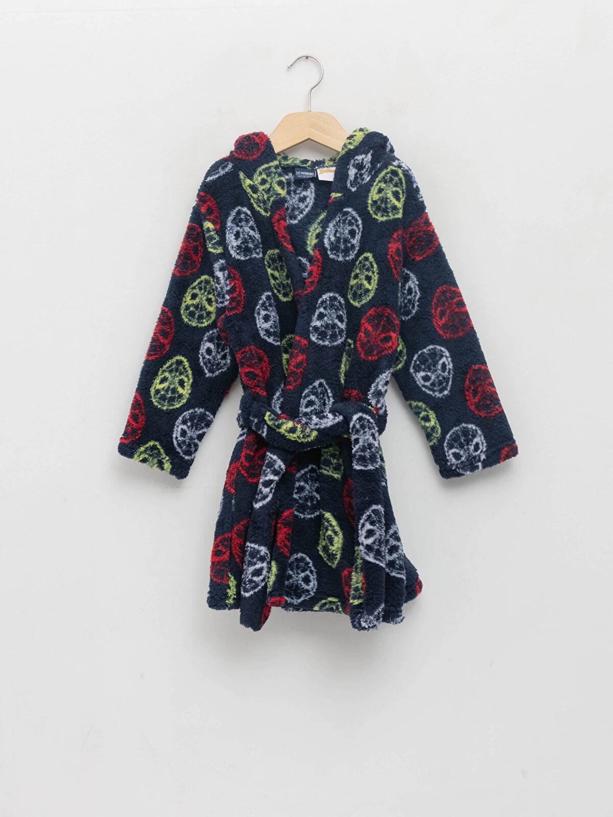 Kapüşonlu Spiderman Desenli Uzun Kollu Pelüş Erkek Çocuk Sabahlık