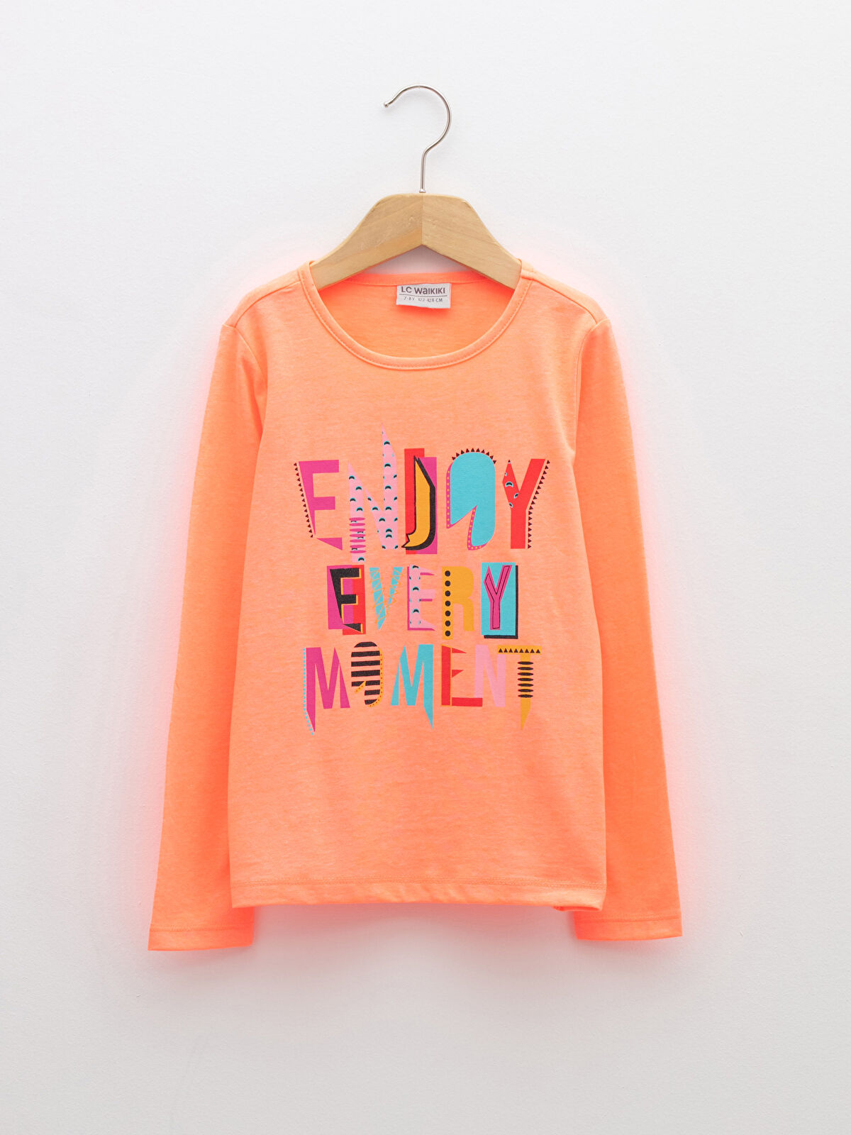 Bisiklet Yaka Yılbaşı Temalı Uzun Kollu Kız Çocuk Tişört