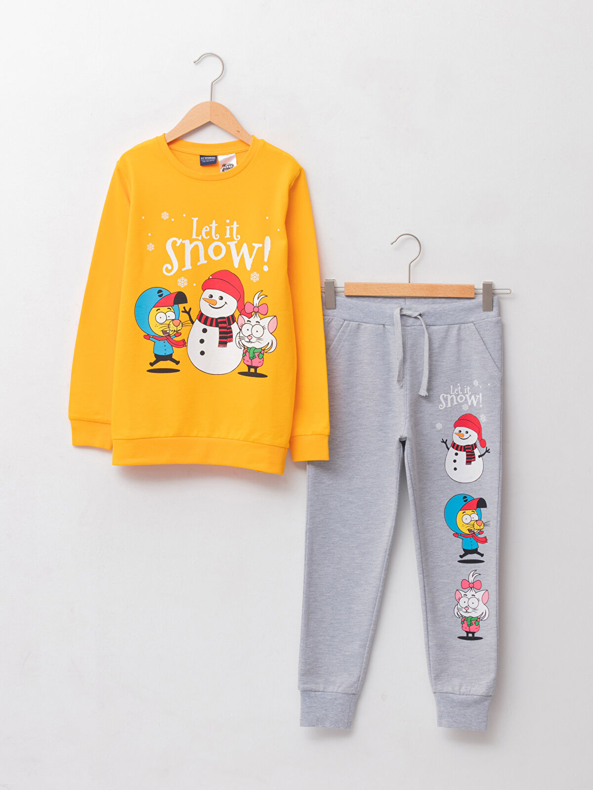 Bisiklet Yaka Kral Şakir Baskılı Uzun Kollu Erkek Çocuk Sweatshirt ve Eşofman Altı