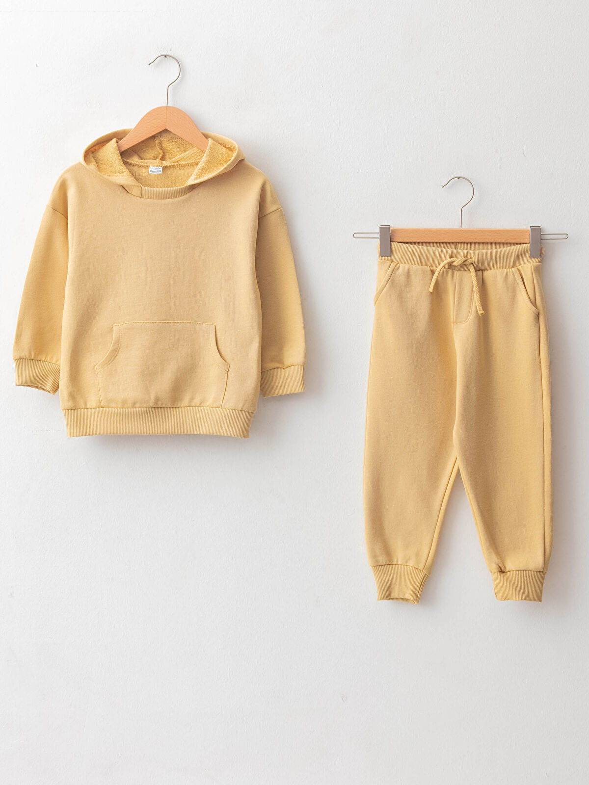 Kapüşonlu Uzun Kollu Basic Erkek Bebek Sweatshirt ve Pantolon 2'li Takım