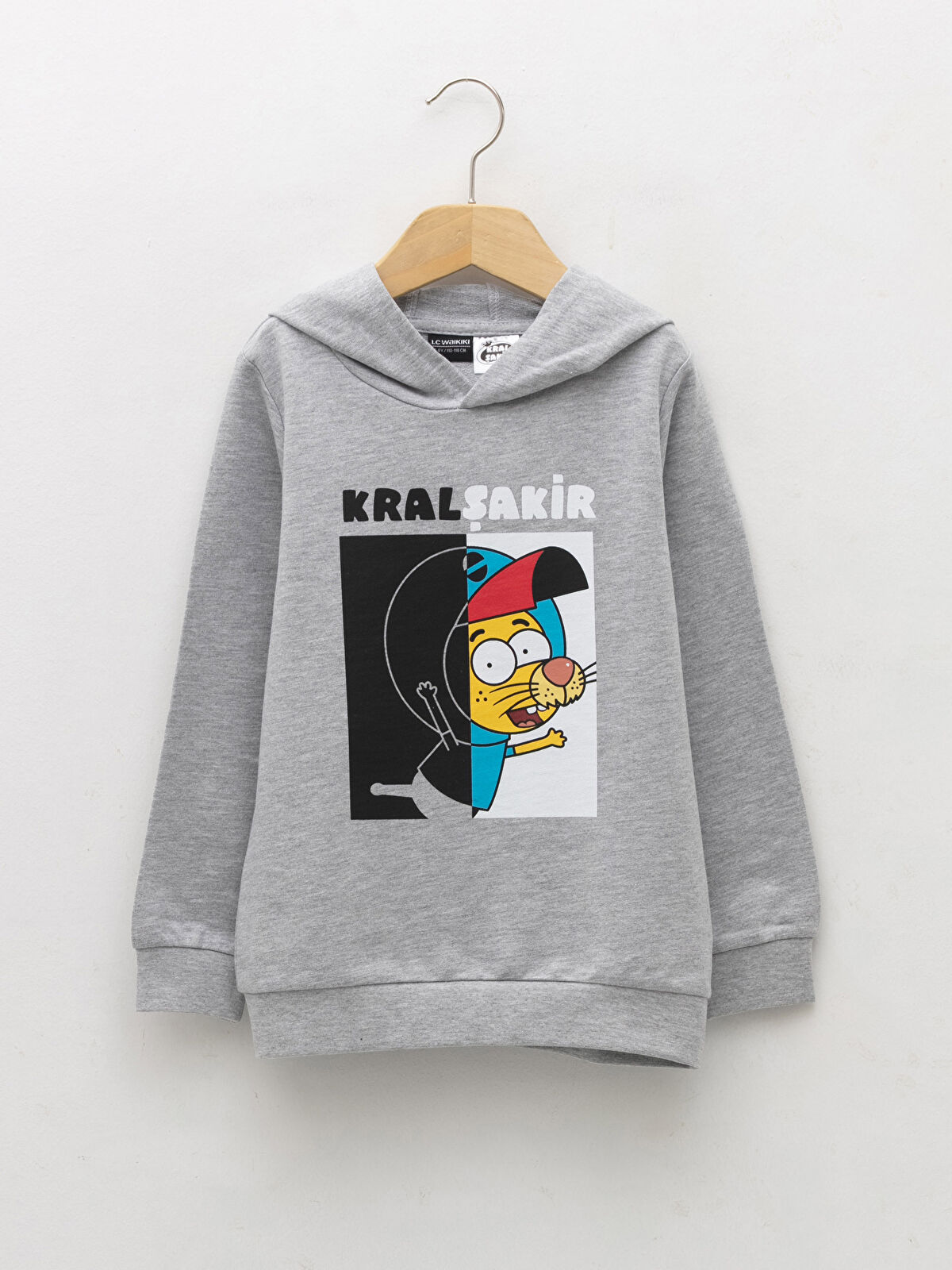 Kapüşonlu Kral Şakir Baskılı Uzun Kollu Erkek Çocuk Sweatshirt
