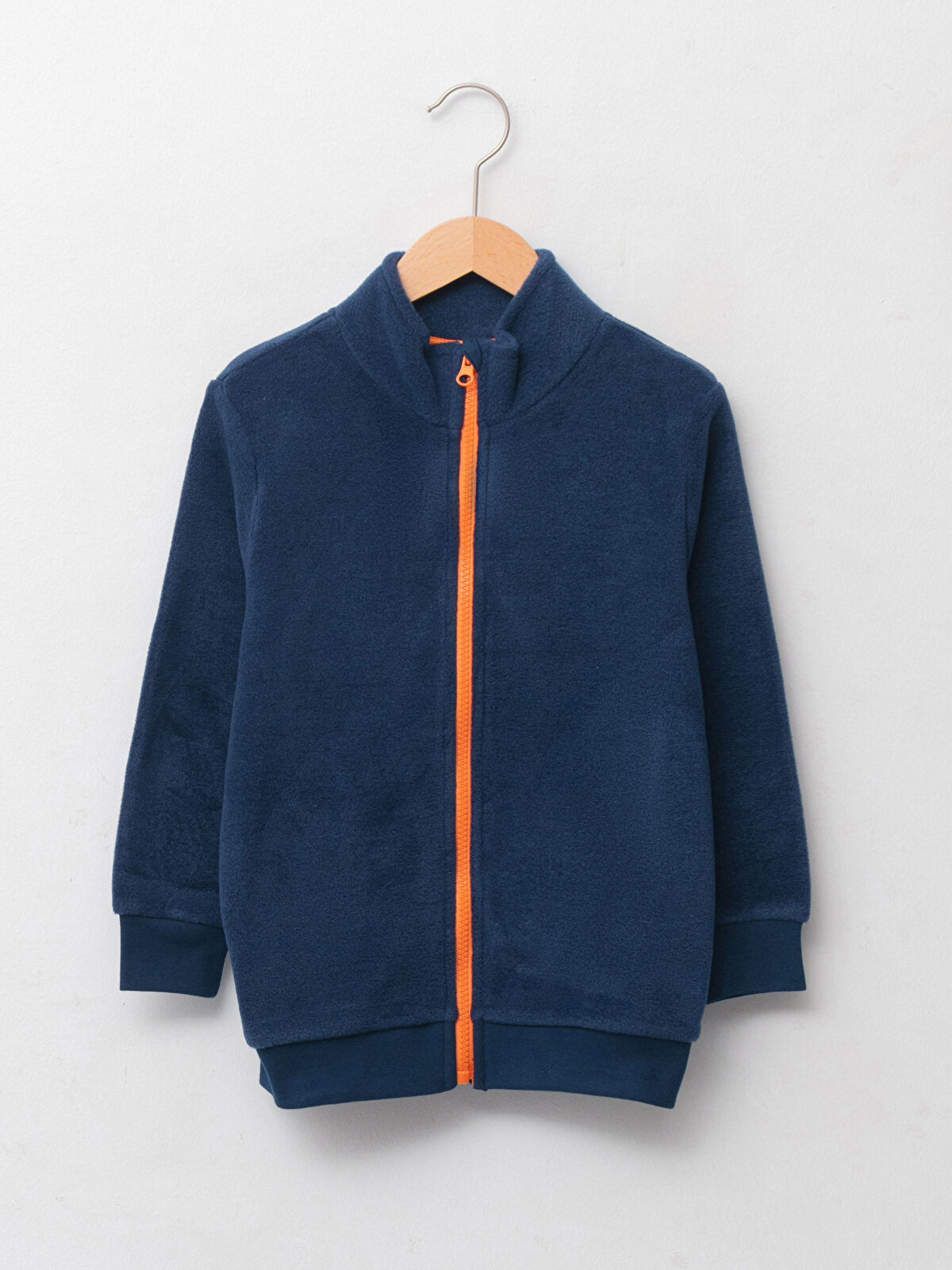 Dik Yaka Basic Uzun Kollu Polar Erkek Çocuk Fermuarlı Pijama Üst