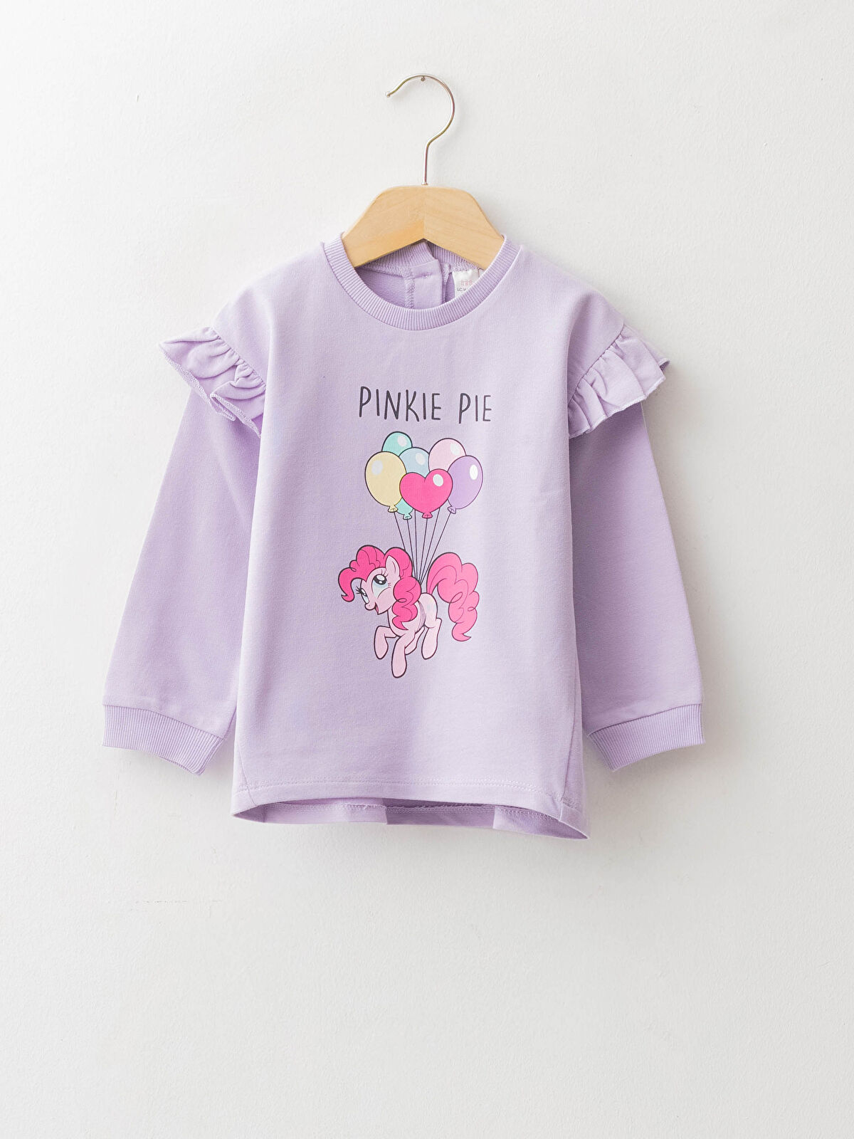 Bisiklet Yaka Uzun Kollu My Little Pony Baskılı Pamuklu Kız Bebek Sweatshirt