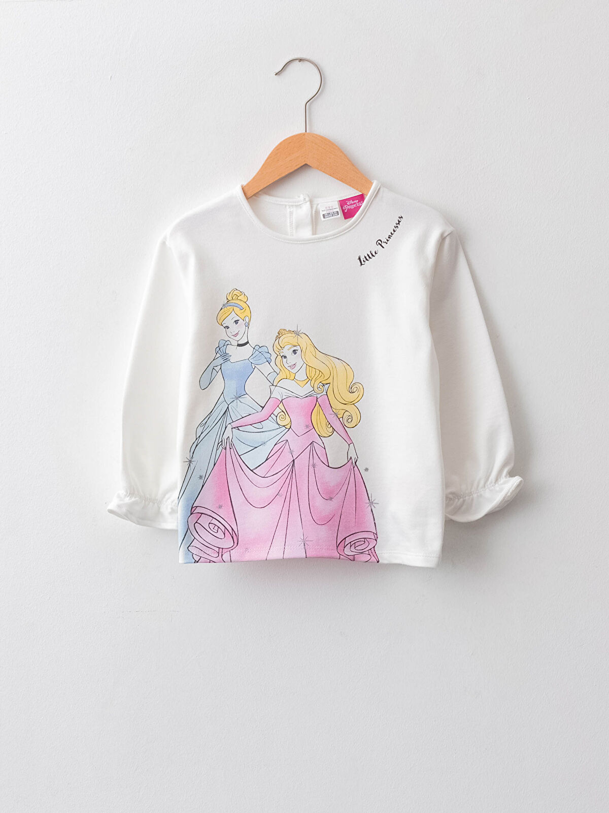 Bisiklet Yaka Uzun Kollu Princess Baskılı Pamuklu Kız Bebek Sweatshirt