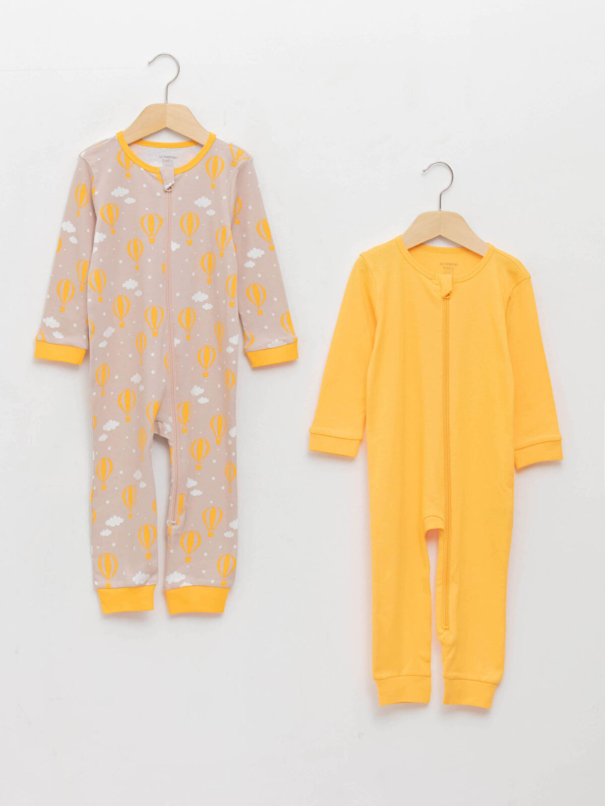 Bisiklet Yaka Uzun Kollu Pamuklu Erkek Bebek Fermuarlı Tulum 2'li