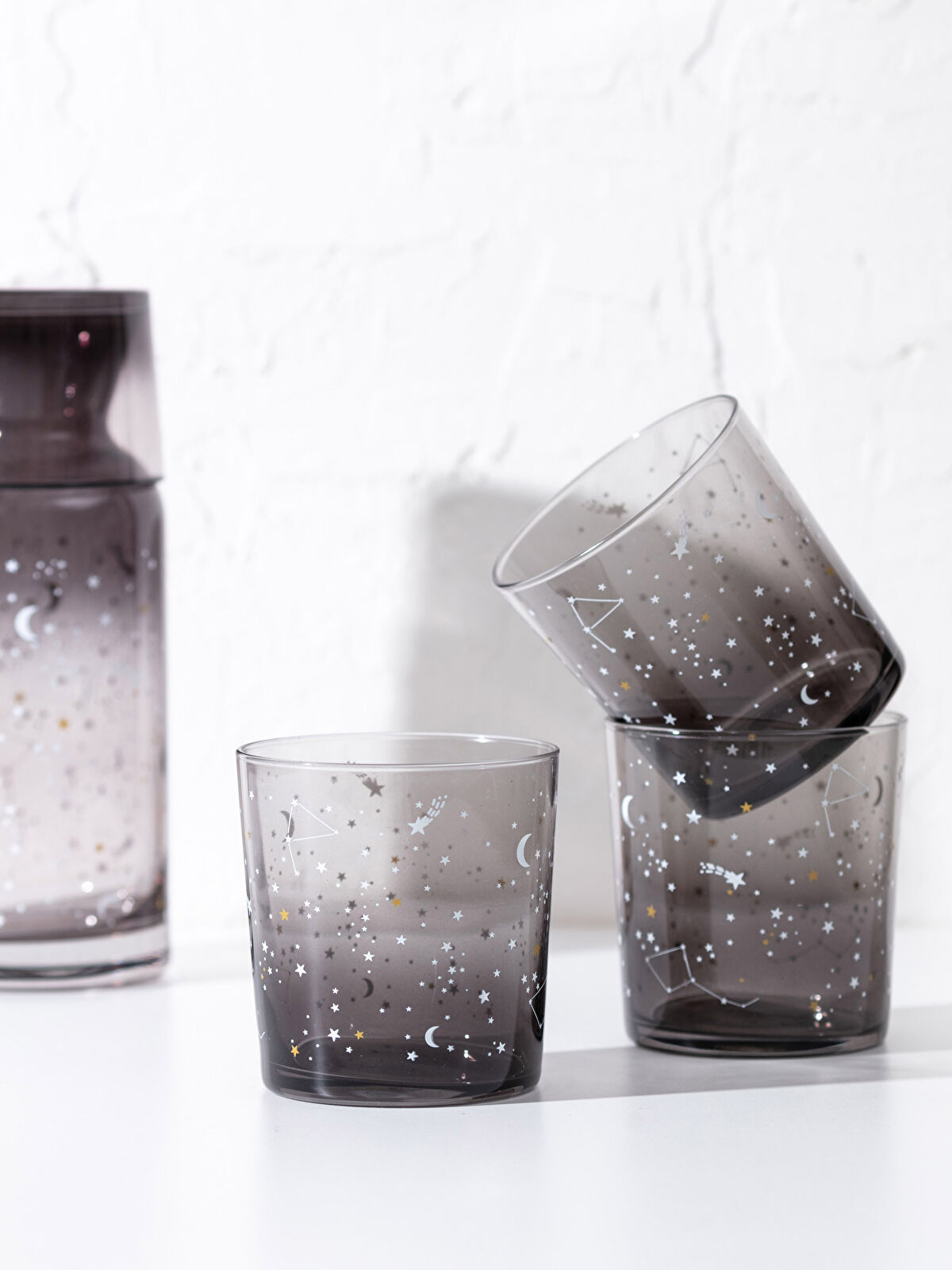 Baskılı Renk Bloklu Su Bardağı 3'lü