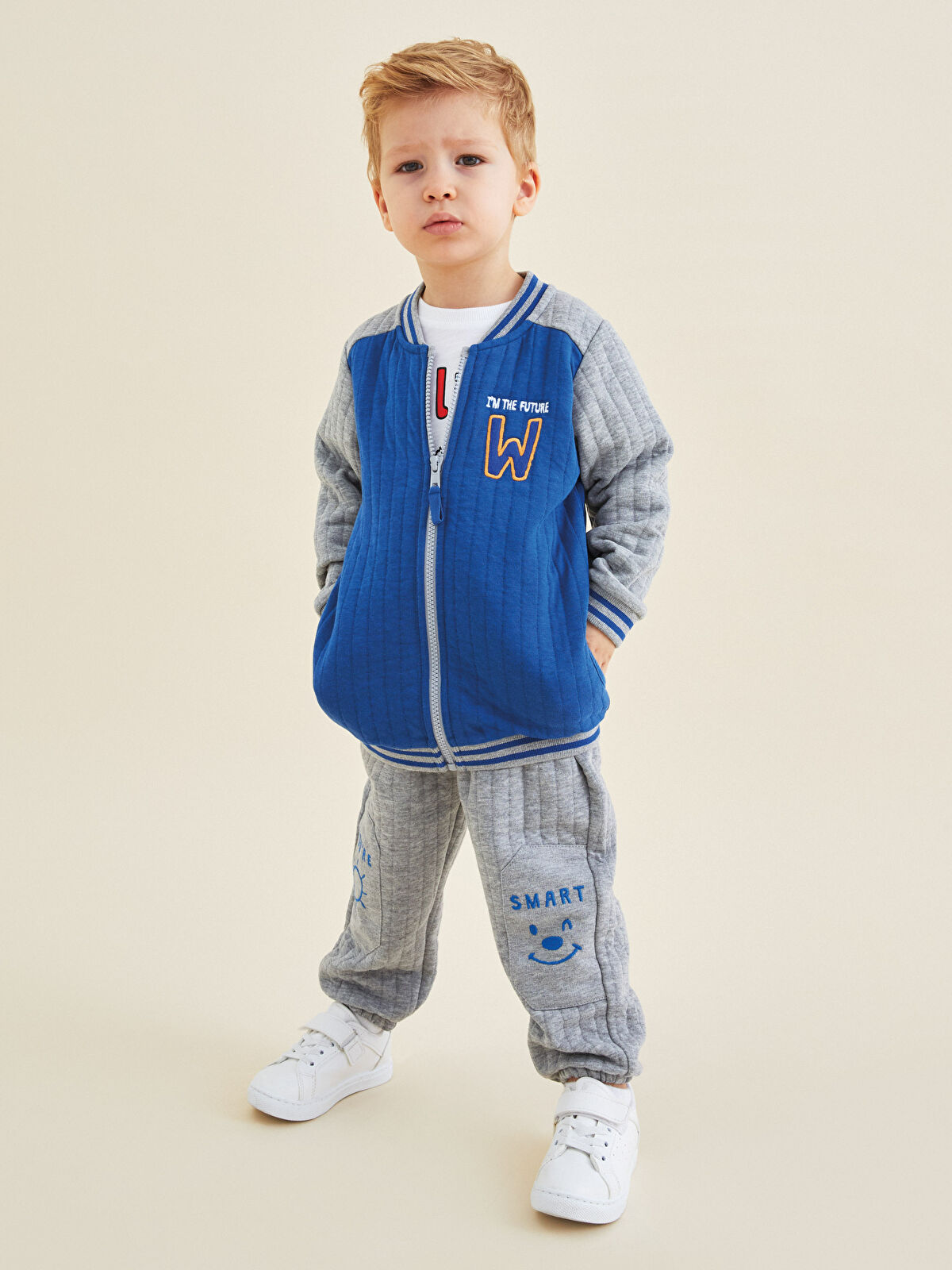 Beli Lastikli Nakışlı Erkek Bebek Jogger Eşofman Altı