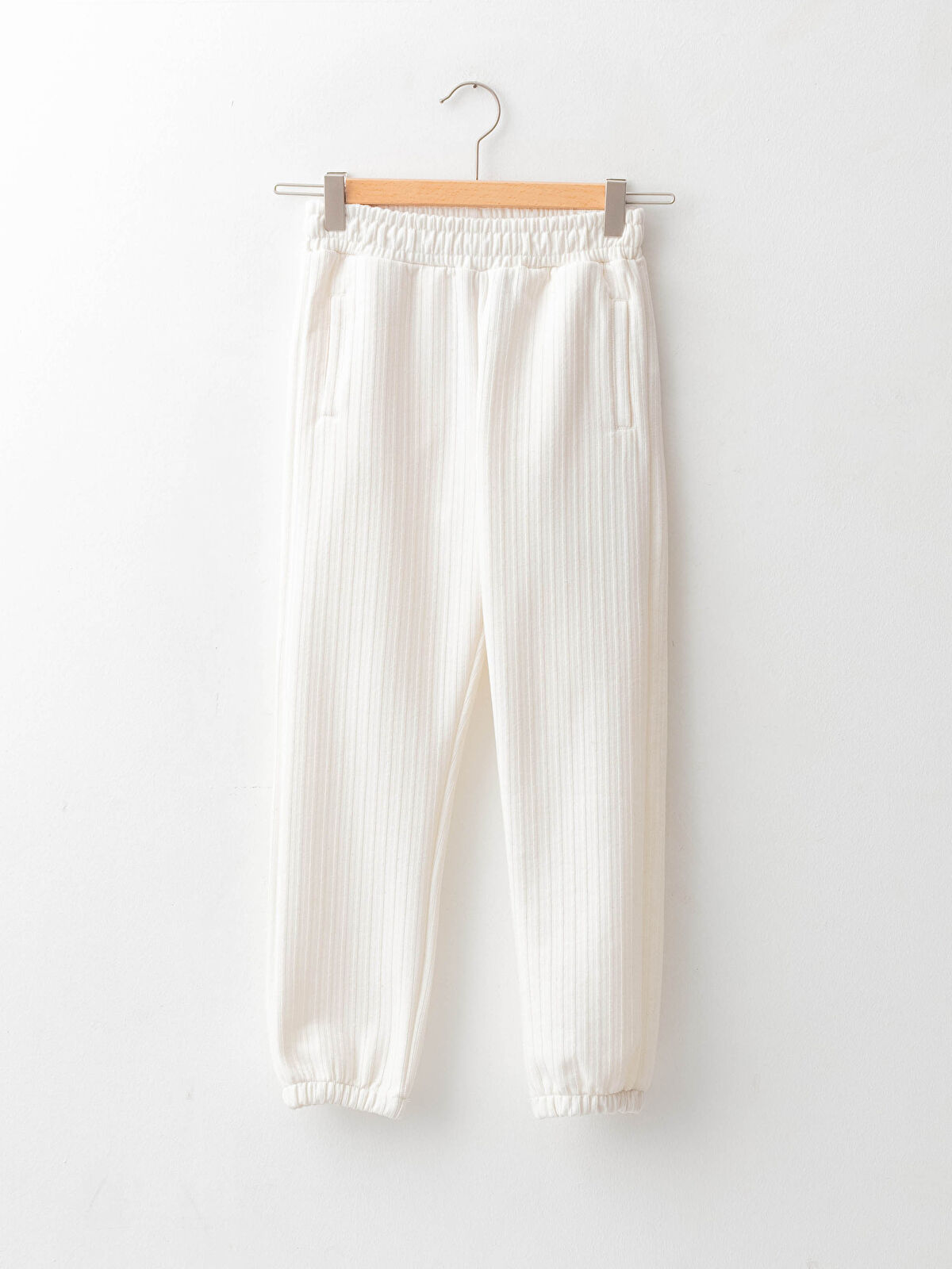 Beli Lastikli Kendinden Desenli Kız Çocuk Jogger Eşofman Altı