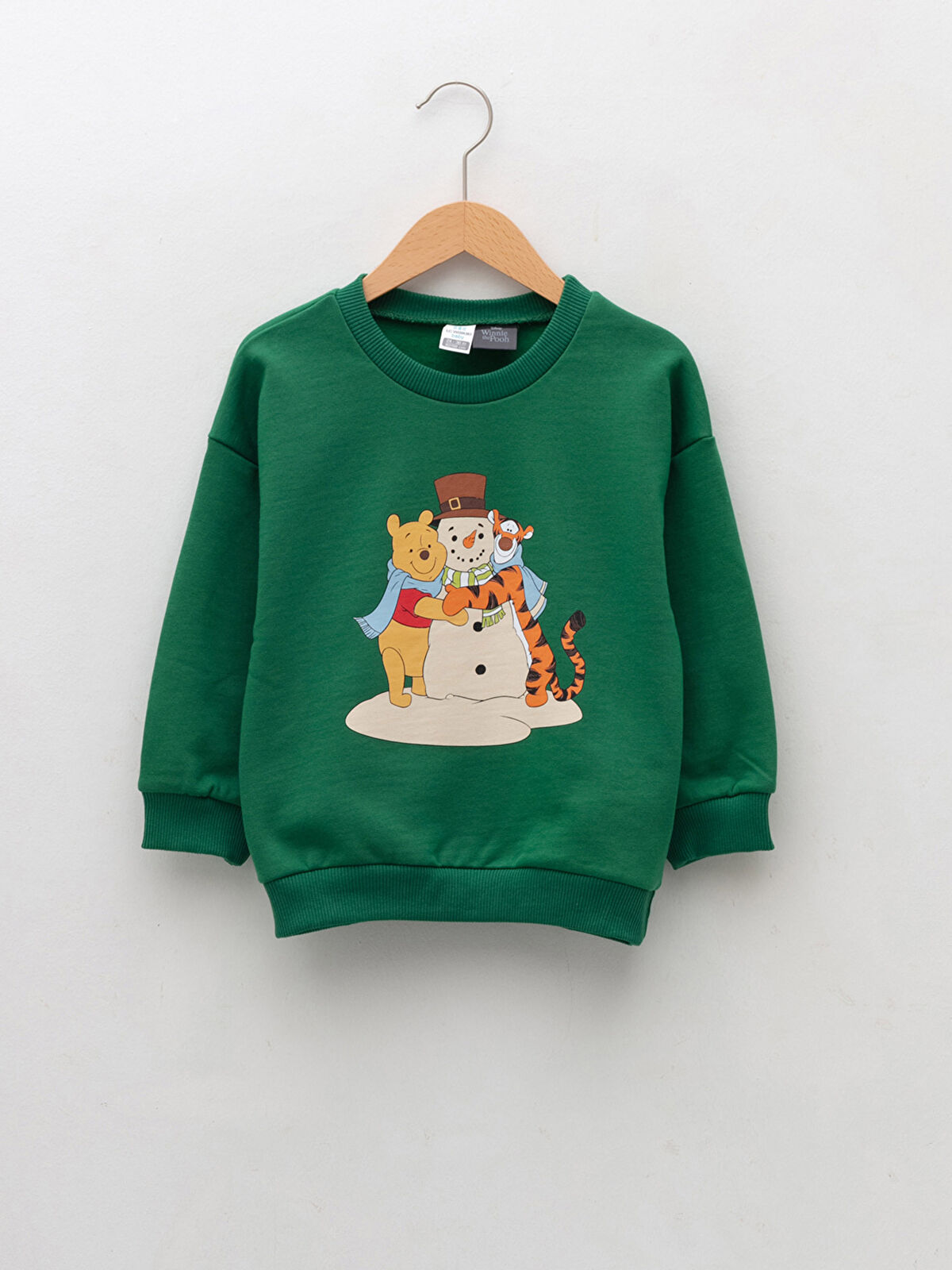 Bisiklet Yaka Uzun Kol Winnie the Pooh Baskılı Erkek Bebek Sweatshirt