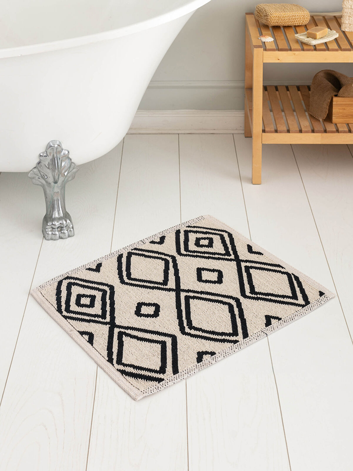 Desenli Pamuklu Banyo Paspası