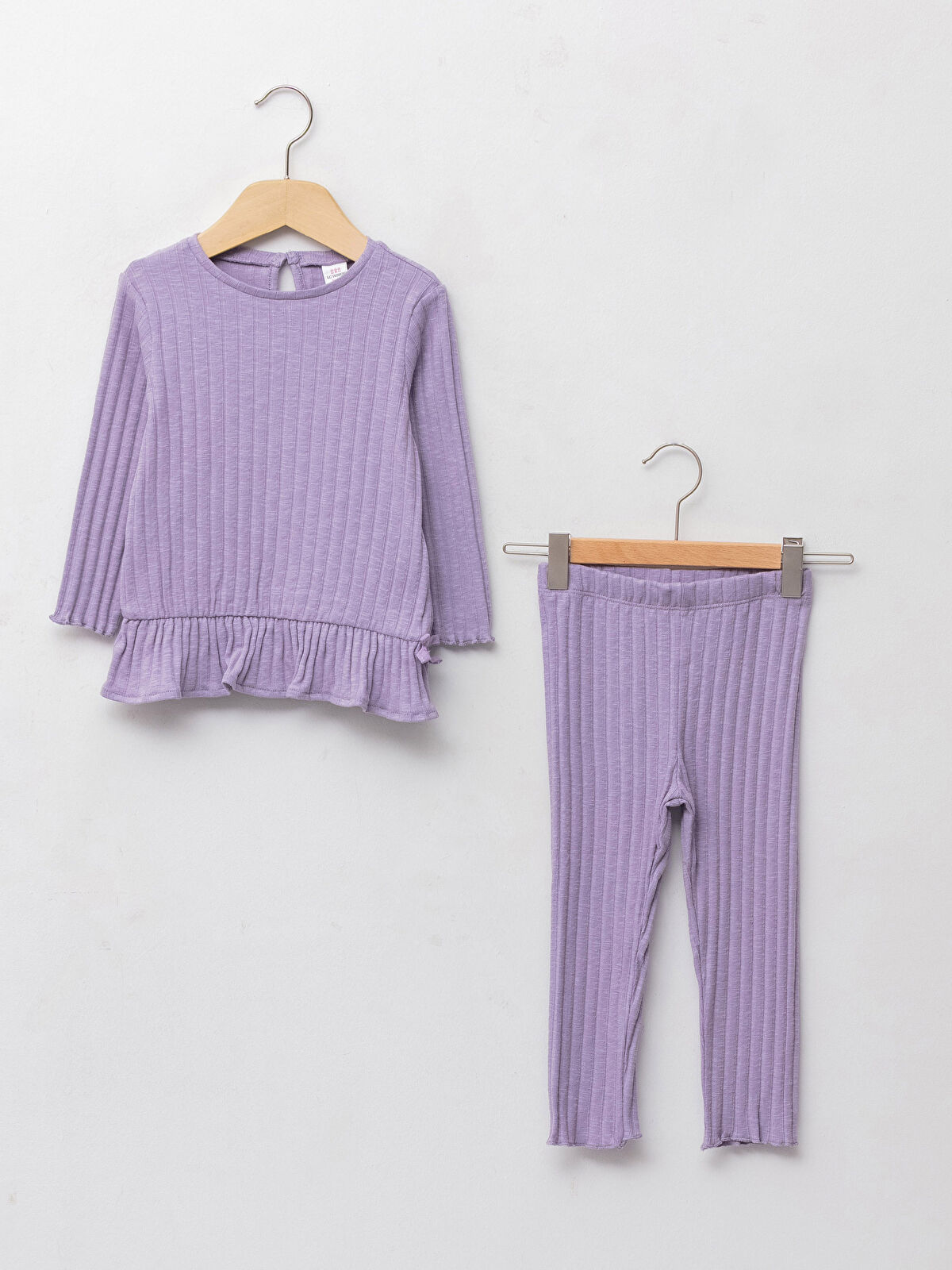 Bisiklet Yaka Uzun Kollu Kız Bebek Bluz ve Tayt 2'li Takım