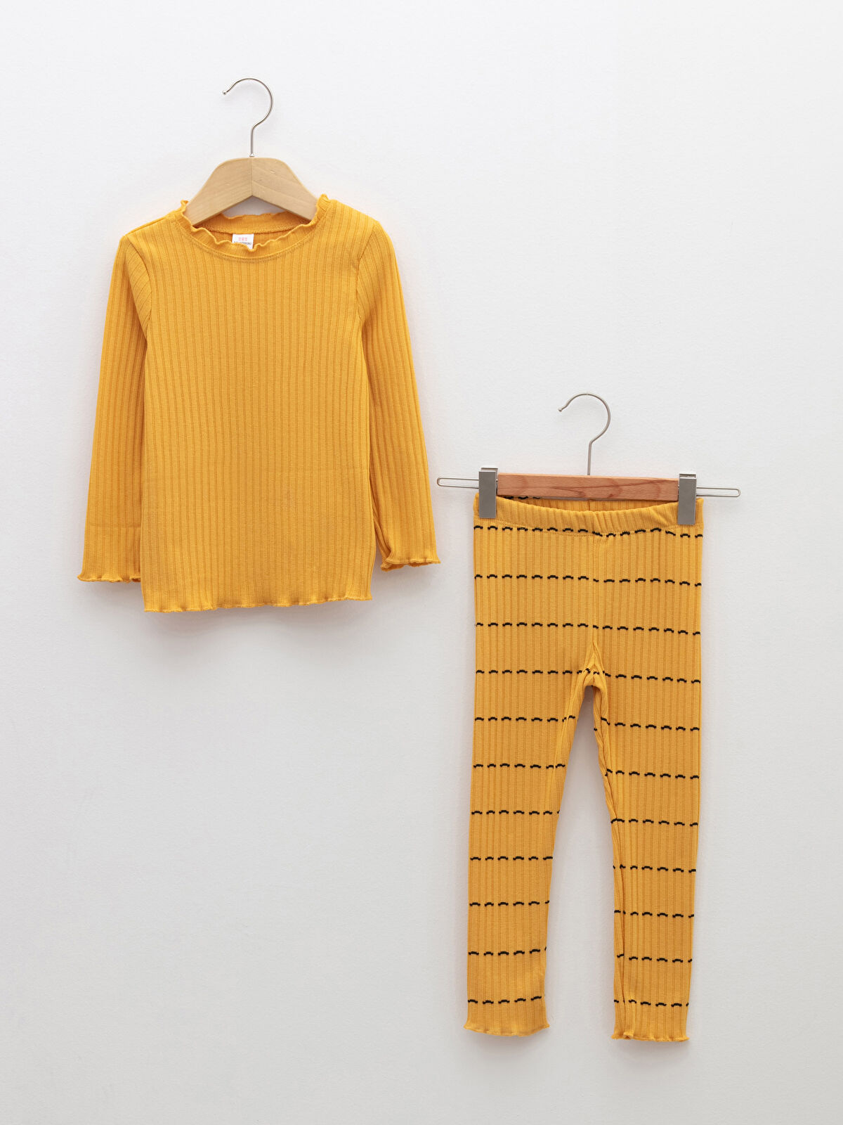 Bisiklet Yaka Uzun Kollu Kız Bebek Bluz ve Tayt 2'li Takım