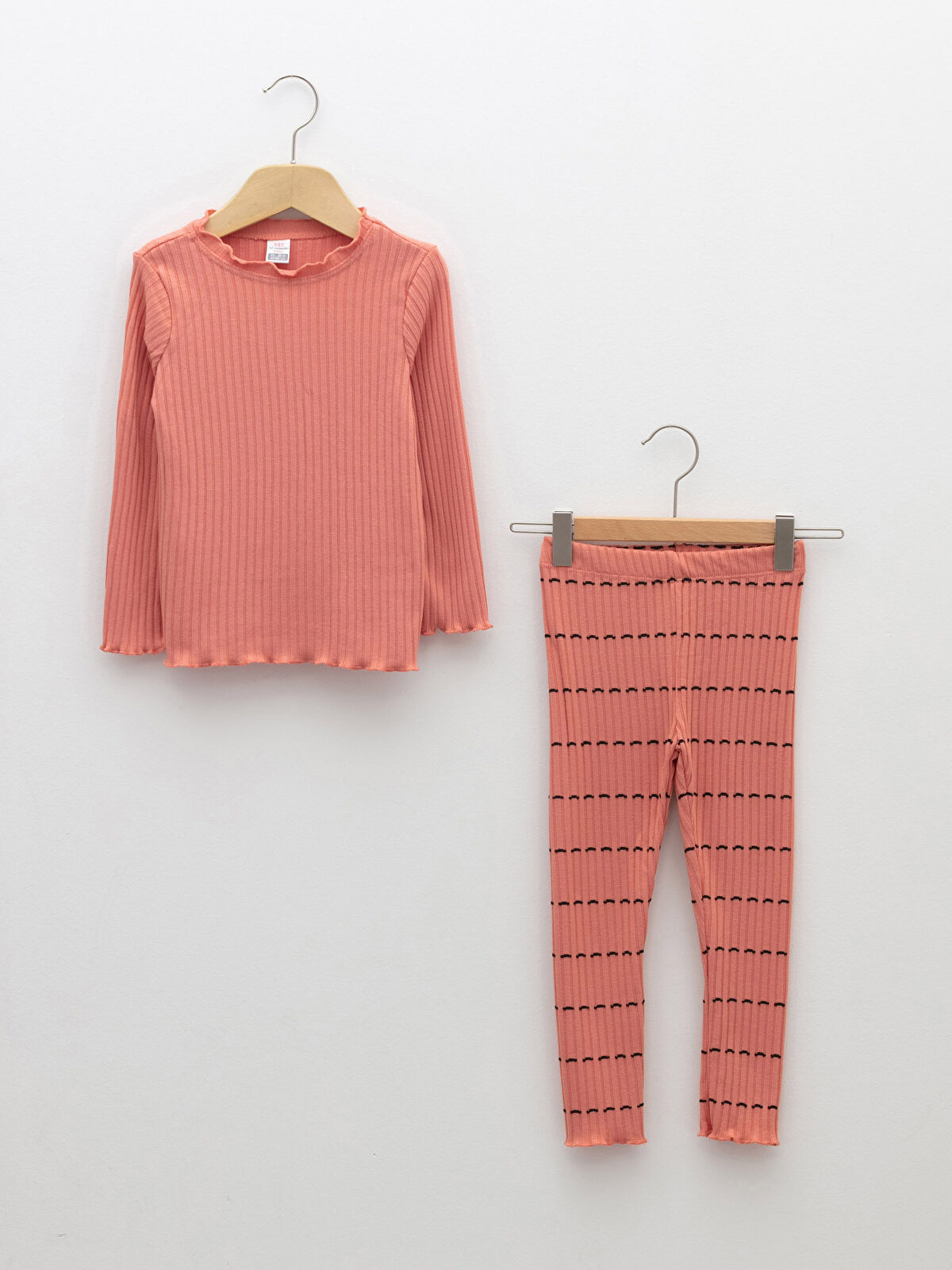 Bisiklet Yaka Uzun Kollu Kız Bebek Bluz ve Tayt 2'li Takım