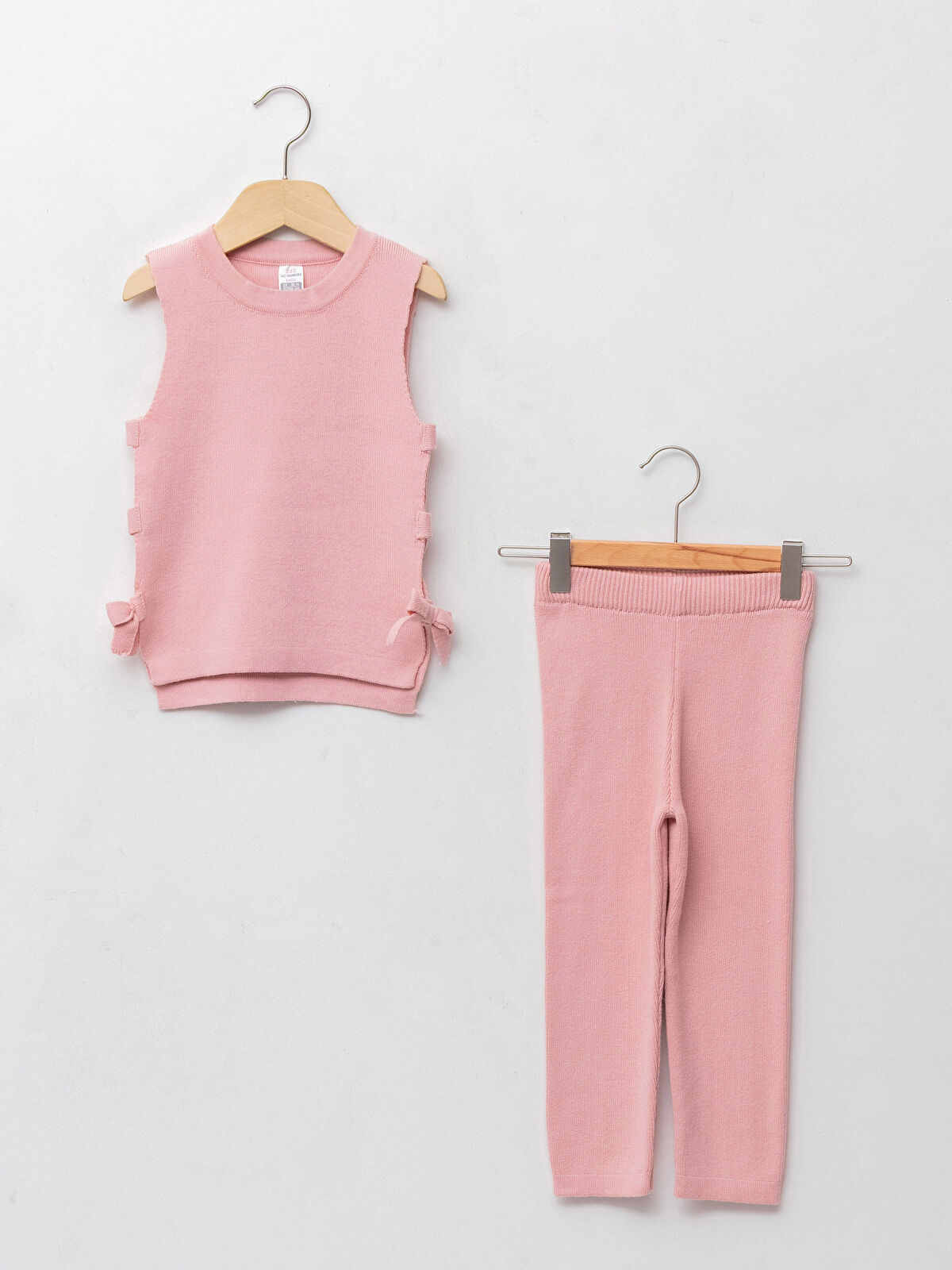 Bisiklet Yaka Basic Kız Bebek İnce Triko Süveter ve Tayt 2'li Takım
