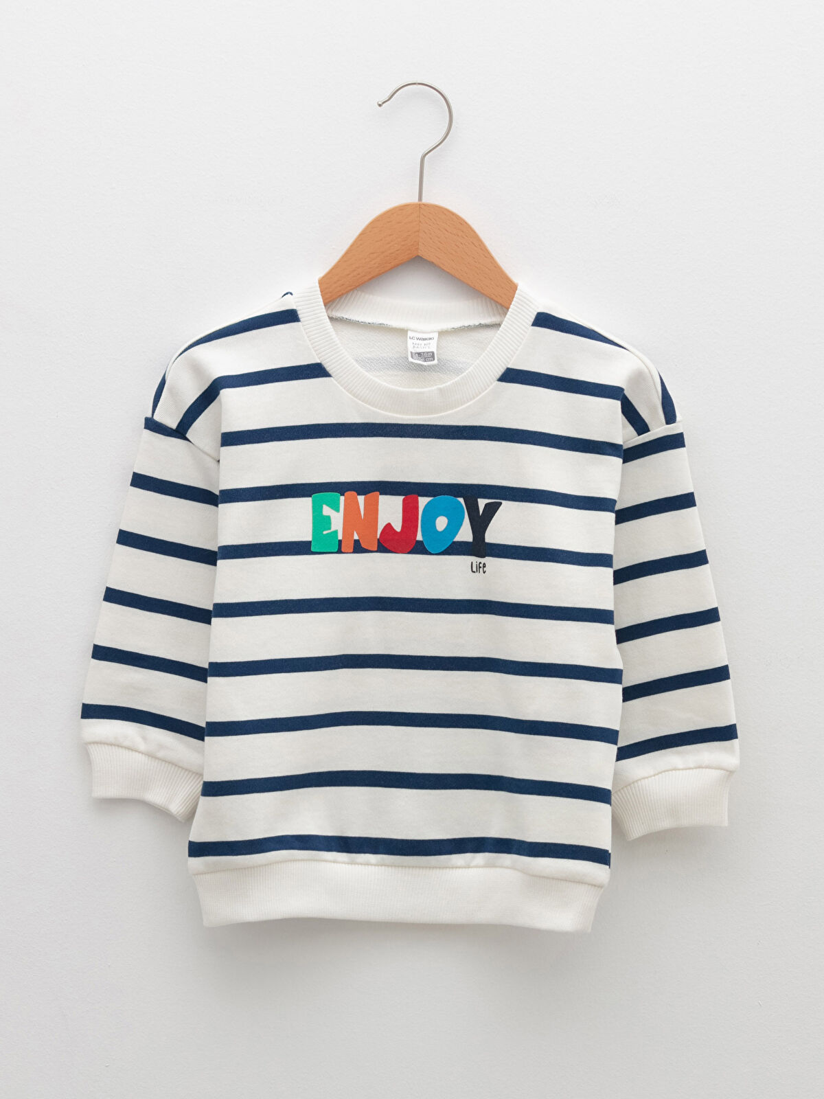 Bisiklet Yaka Uzun Kollu Çizgili Erkek Bebek Sweatshirt