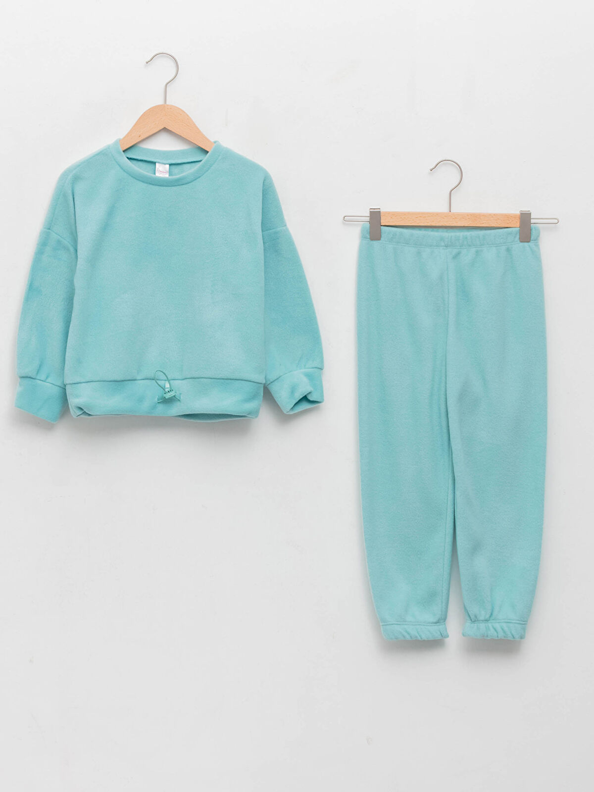 Bisiklet Yaka Basic Uzun Kollu Polar Kız Çocuk Pijama Takımı