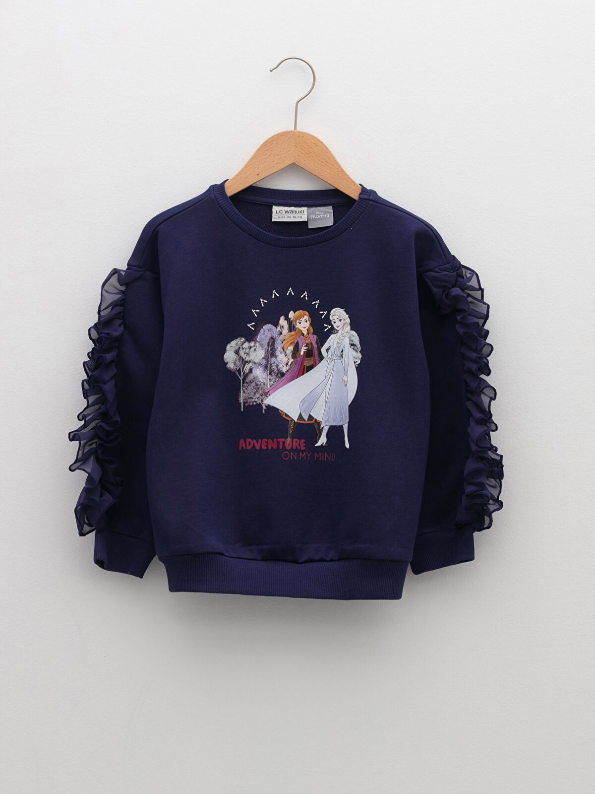 Bisiklet Yaka Frozen Baskılı Uzun Kollu Kız Çocuk Sweatshirt