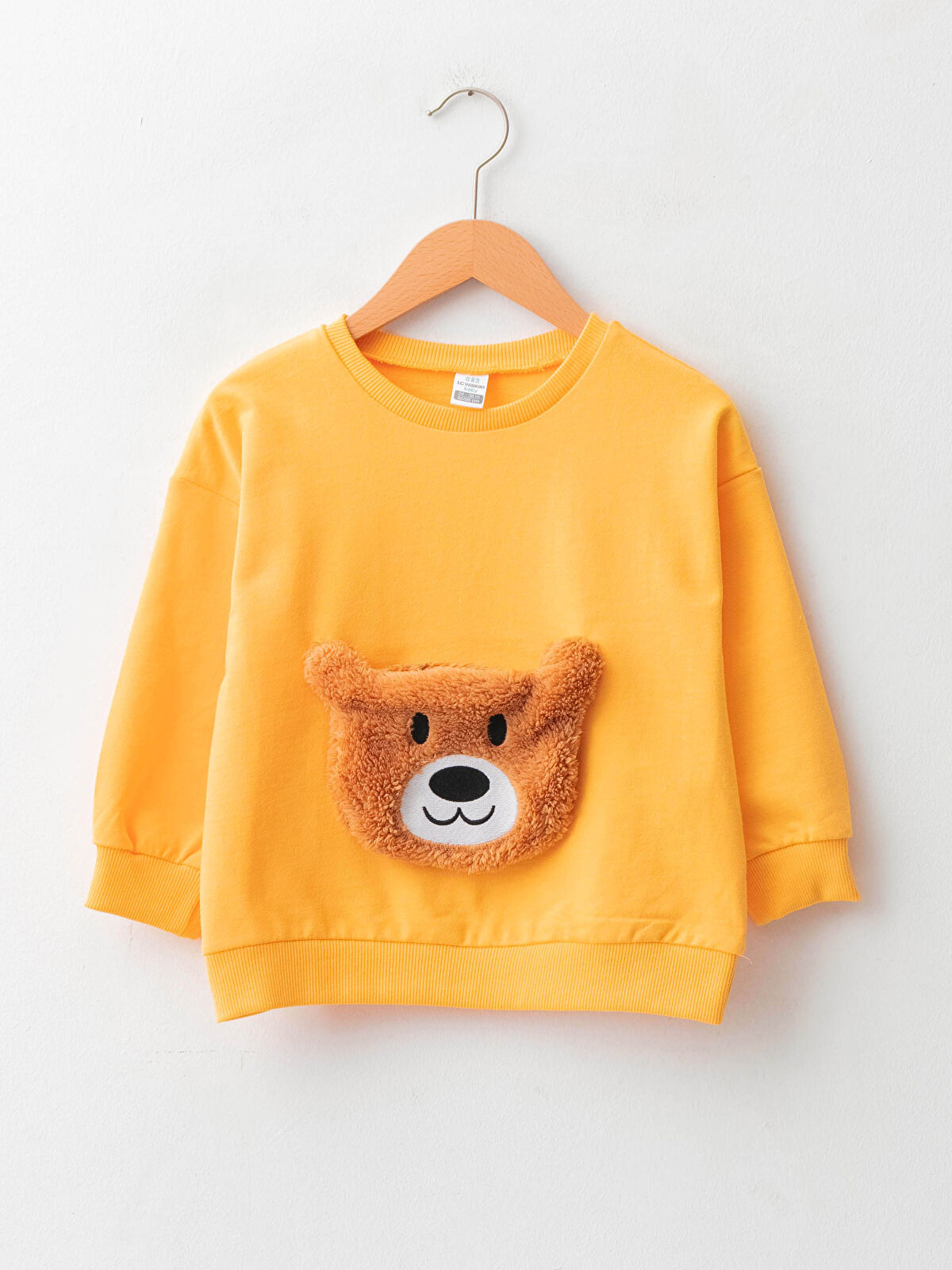 Bisiklet Yaka Uzun Kollu Pelüş Detaylı Erkek Bebek Sweatshirt