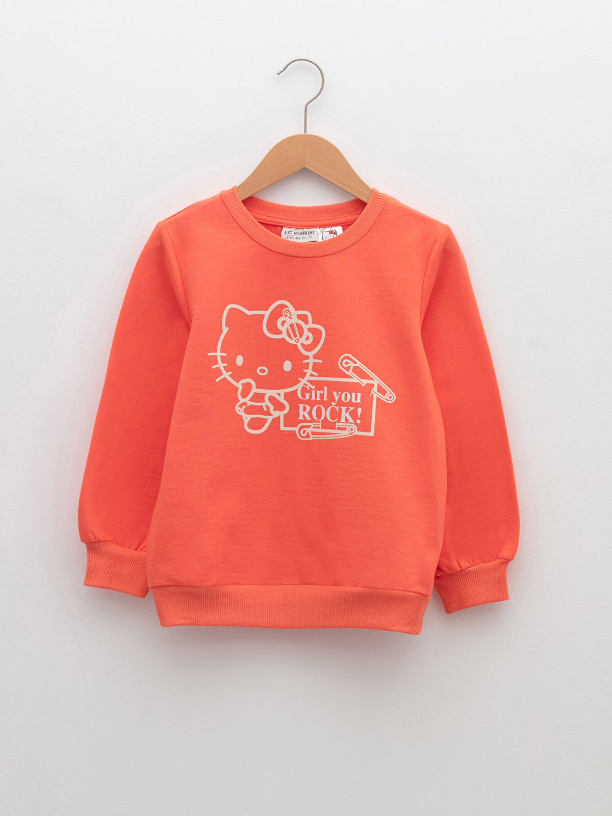 Bisiklet Yaka Hello Kitty Baskılı Uzun Kollu Kız Çocuk Sweatshirt