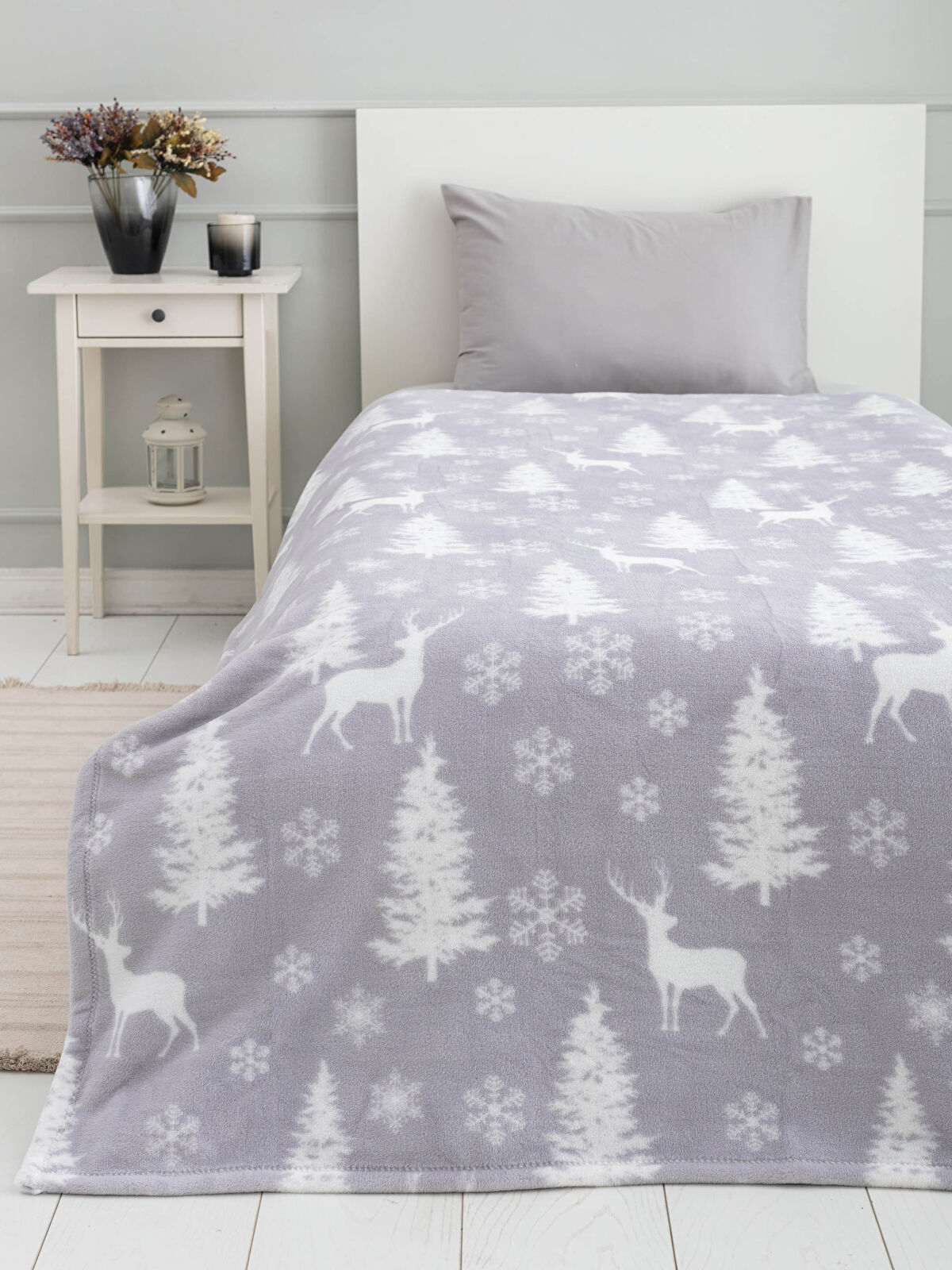 Yılbaşı Temalı Tek Kişilik Desenli Wellsoft Battaniye 150x220 Cm