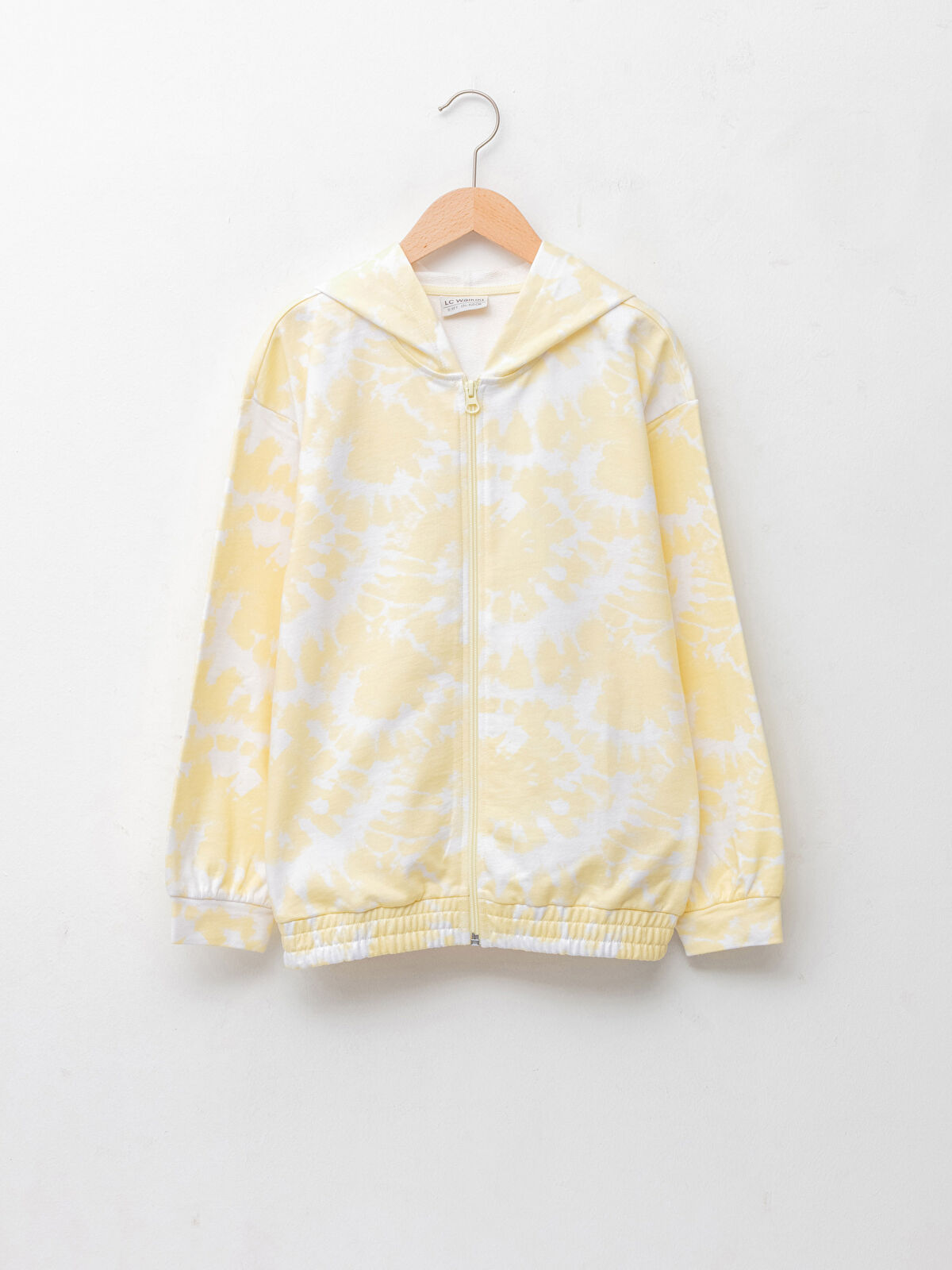 Kapüşonlu Batik Desenli Uzun Kollu Kız Çocuk Fermuarlı Sweatshirt
