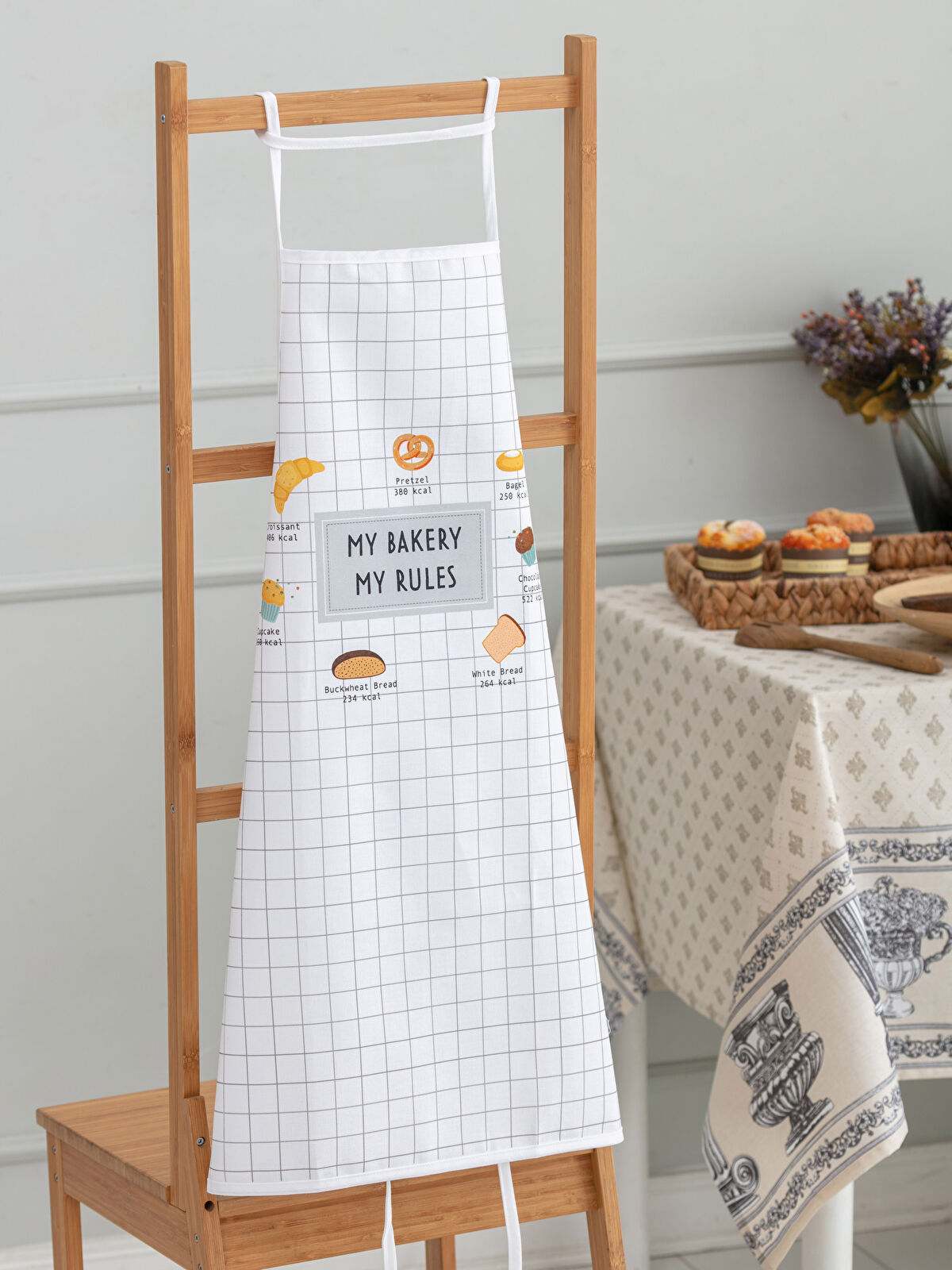 Slogan Baskılı Gabardin Mutfak Önlüğü