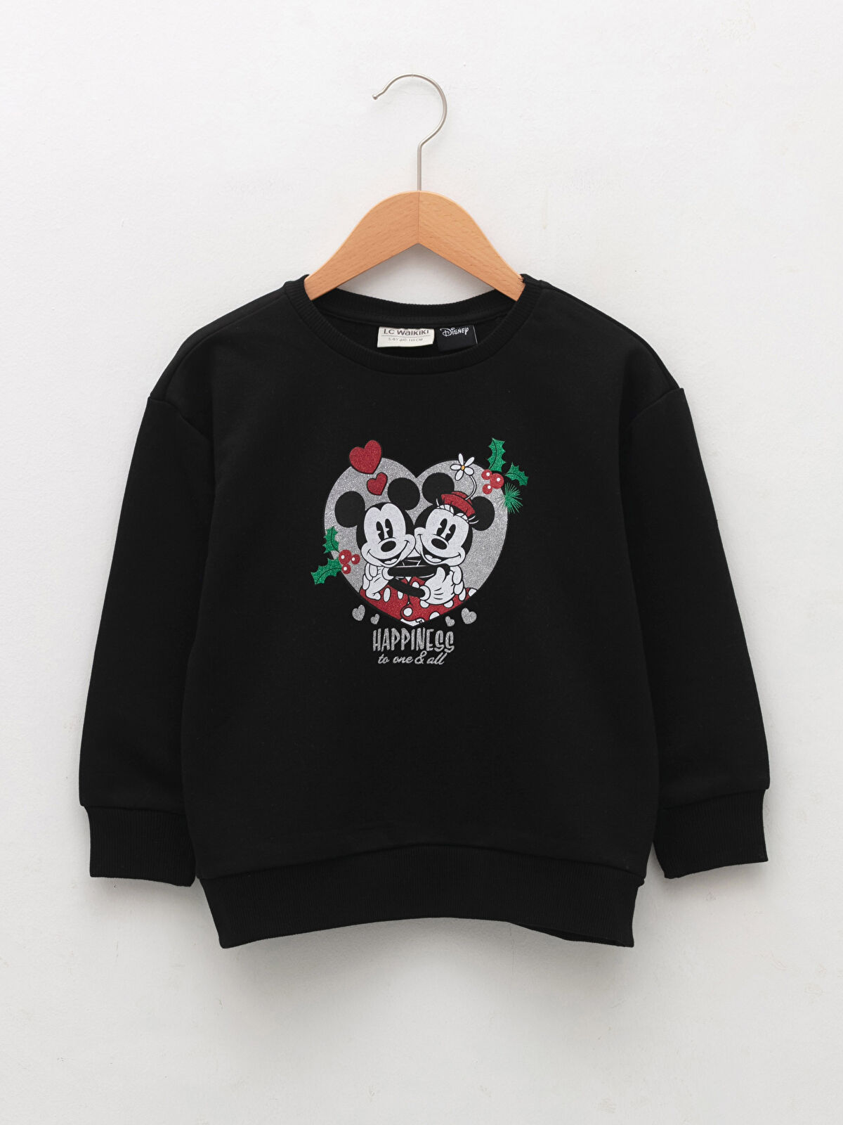 Bisiklet Yaka Minnie ve Mickey Mouse Baskılı Yılbaşı Temalı Uzun Kollu Kız Çocuk Sweatshirt Bisiklet Yaka Minnie ve Mickey Mouse Baskılı Yılbaşı Temalı Uzun Kollu Kız Çocuk Sweatshirt
